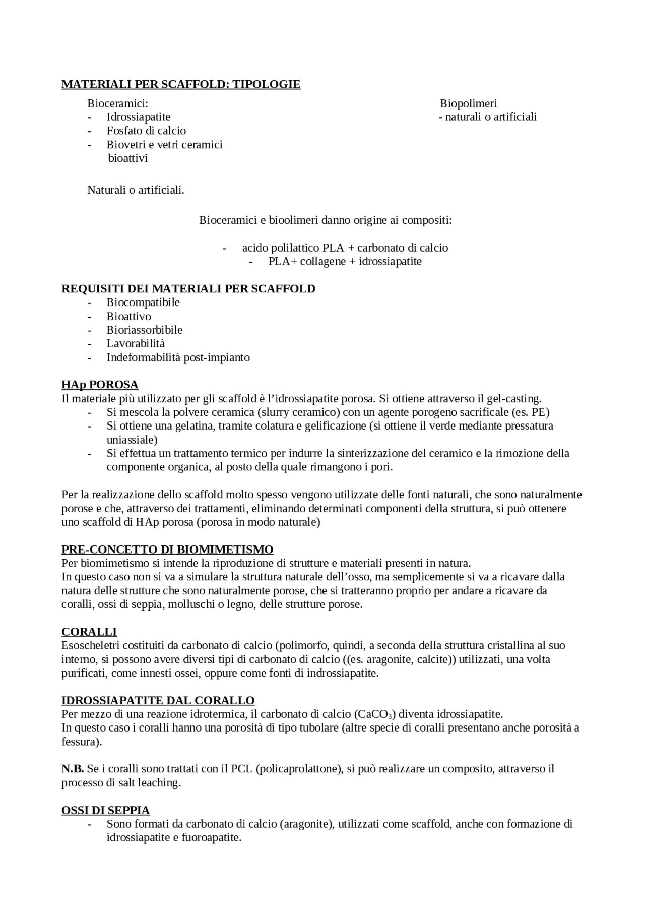 Riassunto Materiali Per Scaffold Docsity