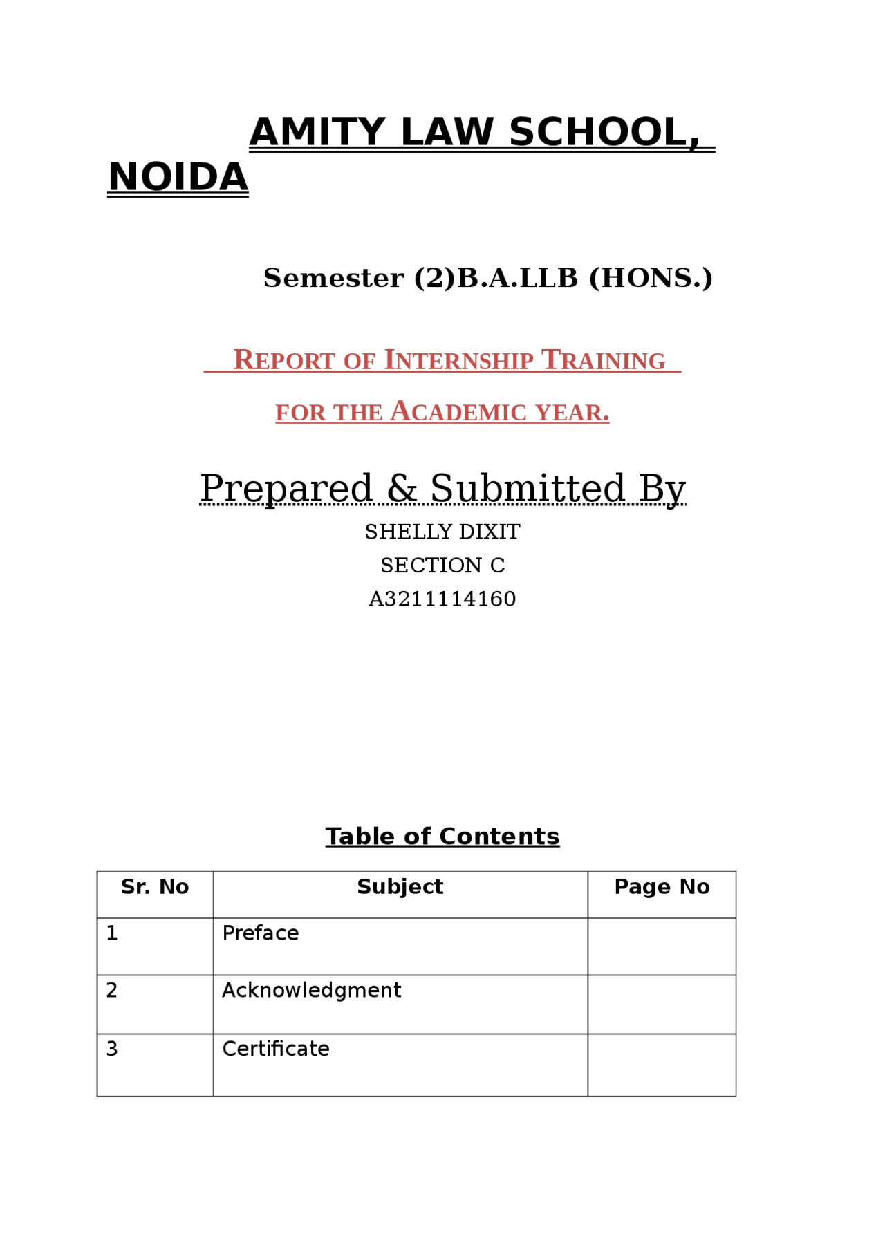 internship report for laaw students | Study Guides, Projects, Research ...