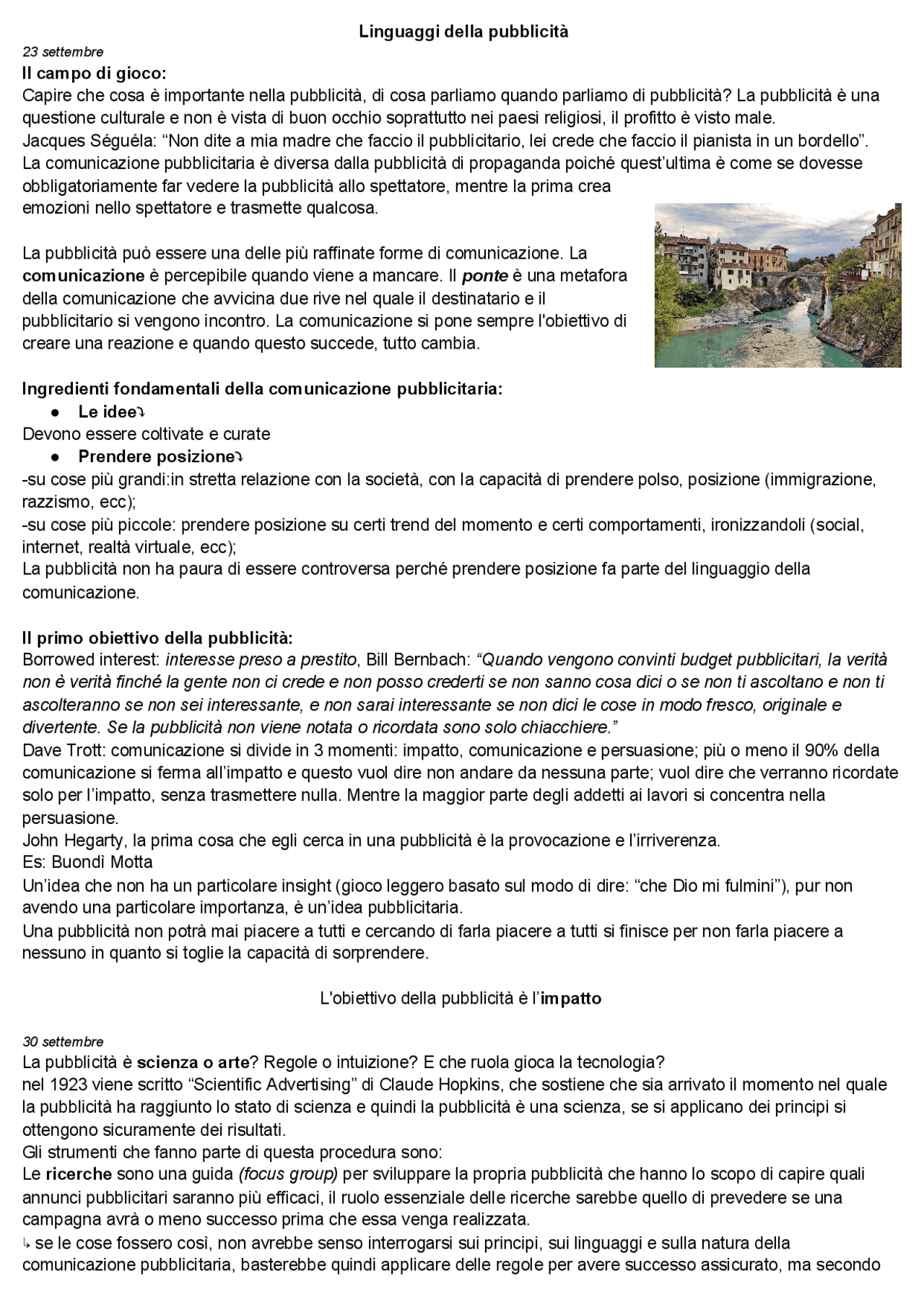 Appunti Presi In Classe Di Pubblicità Docsity