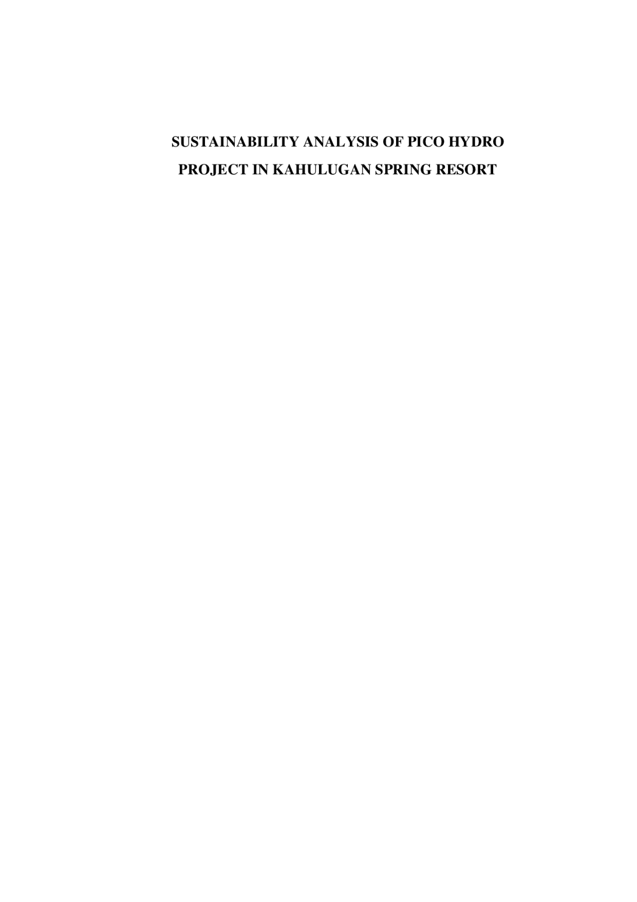 Sustainability Analysis Of Pico Hydro Docsity