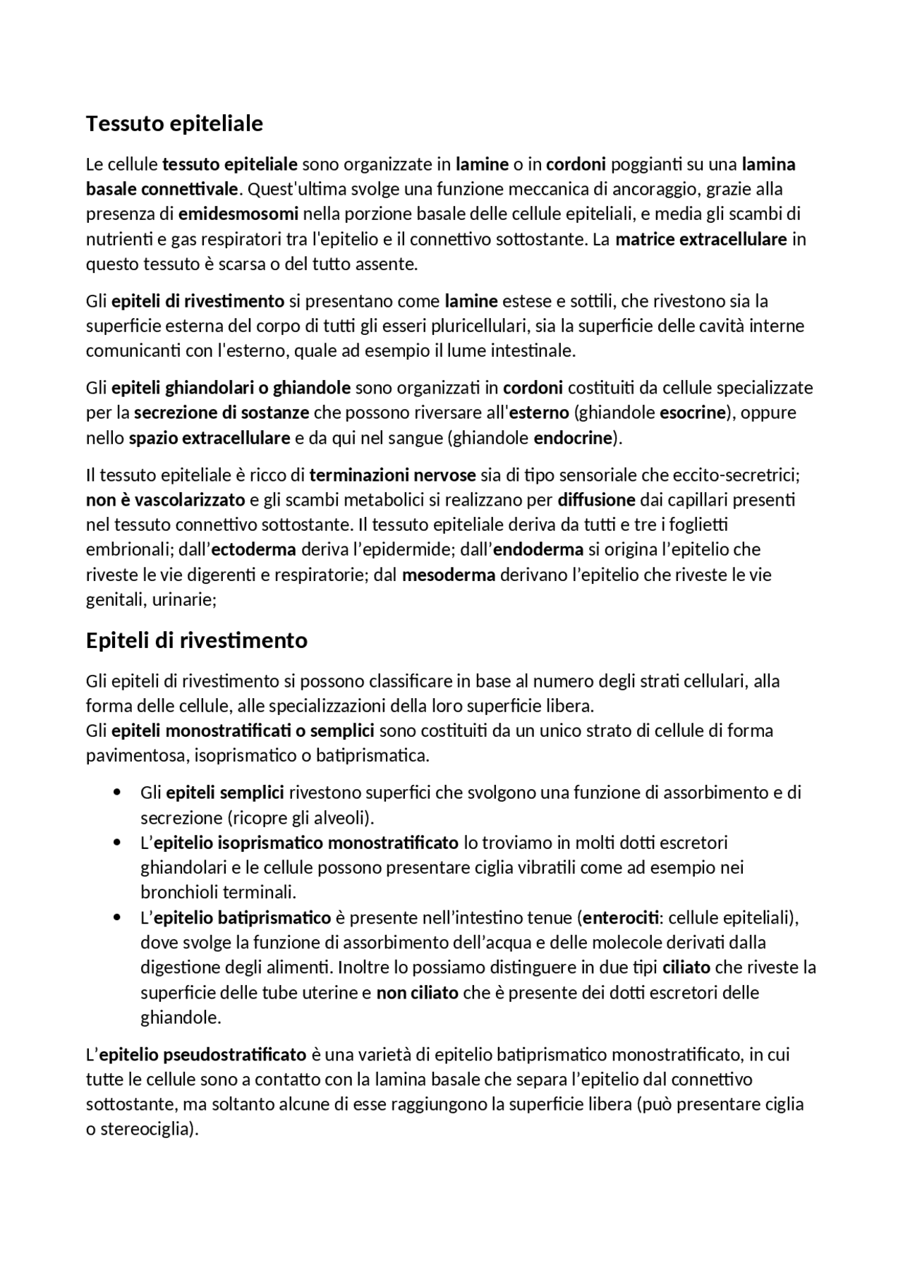 Tessuto Epiteliale Completo Docsity