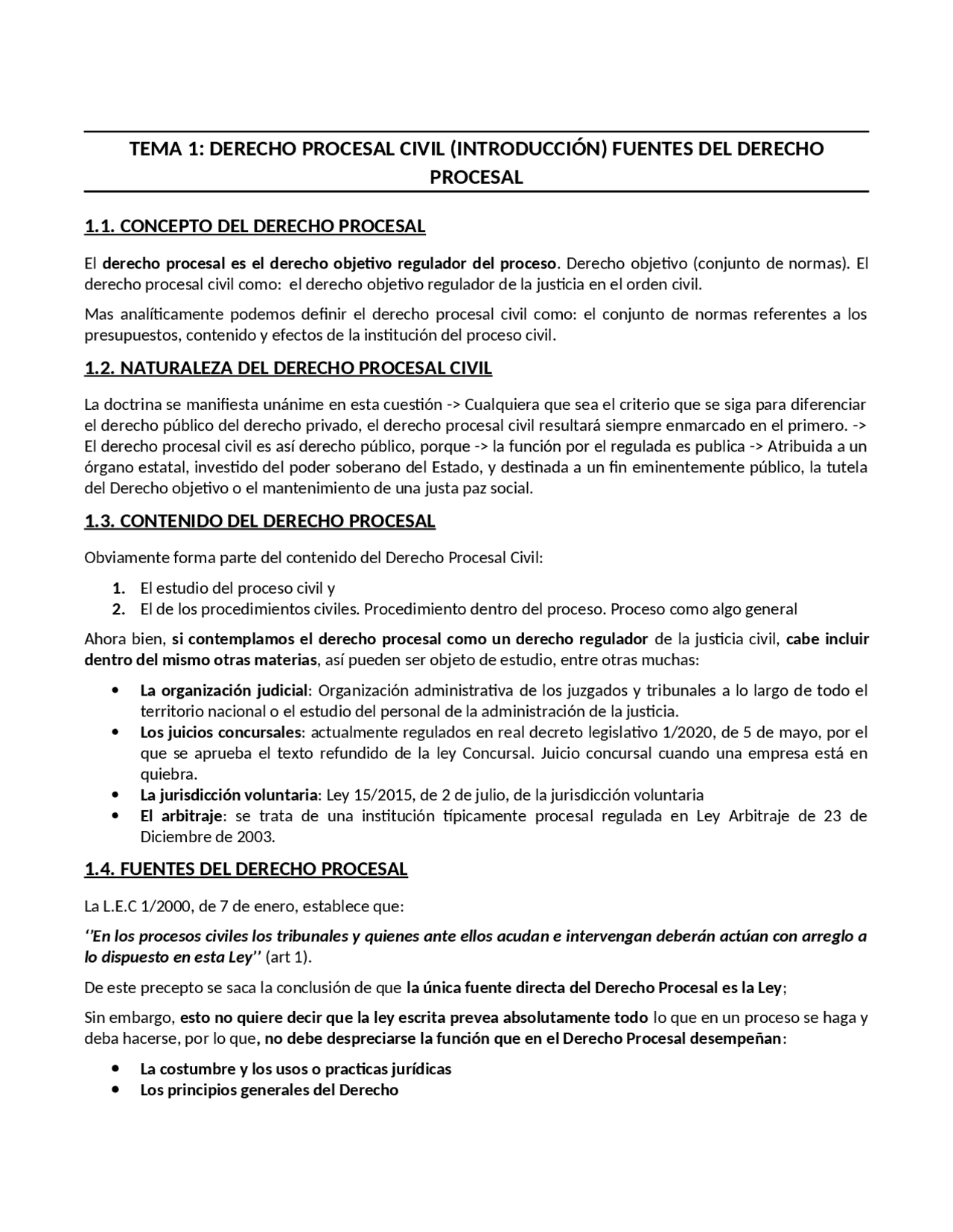 Derecho Procesal II - Temas 1 al 8 - Docsity