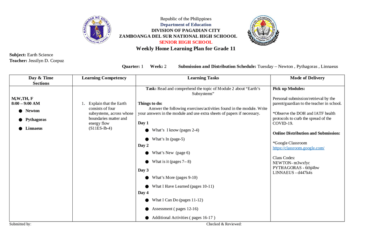 Earths Subsystems” Assignments Earth Science Docsity