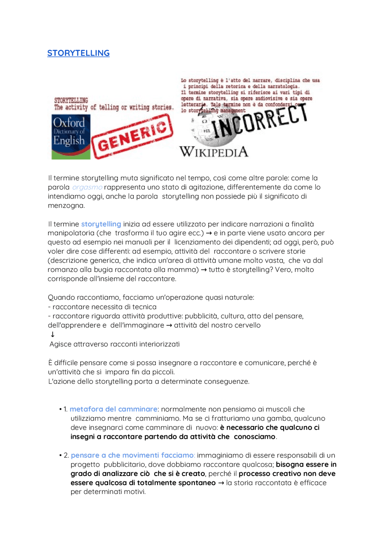 Appunti Storytelling Docsity