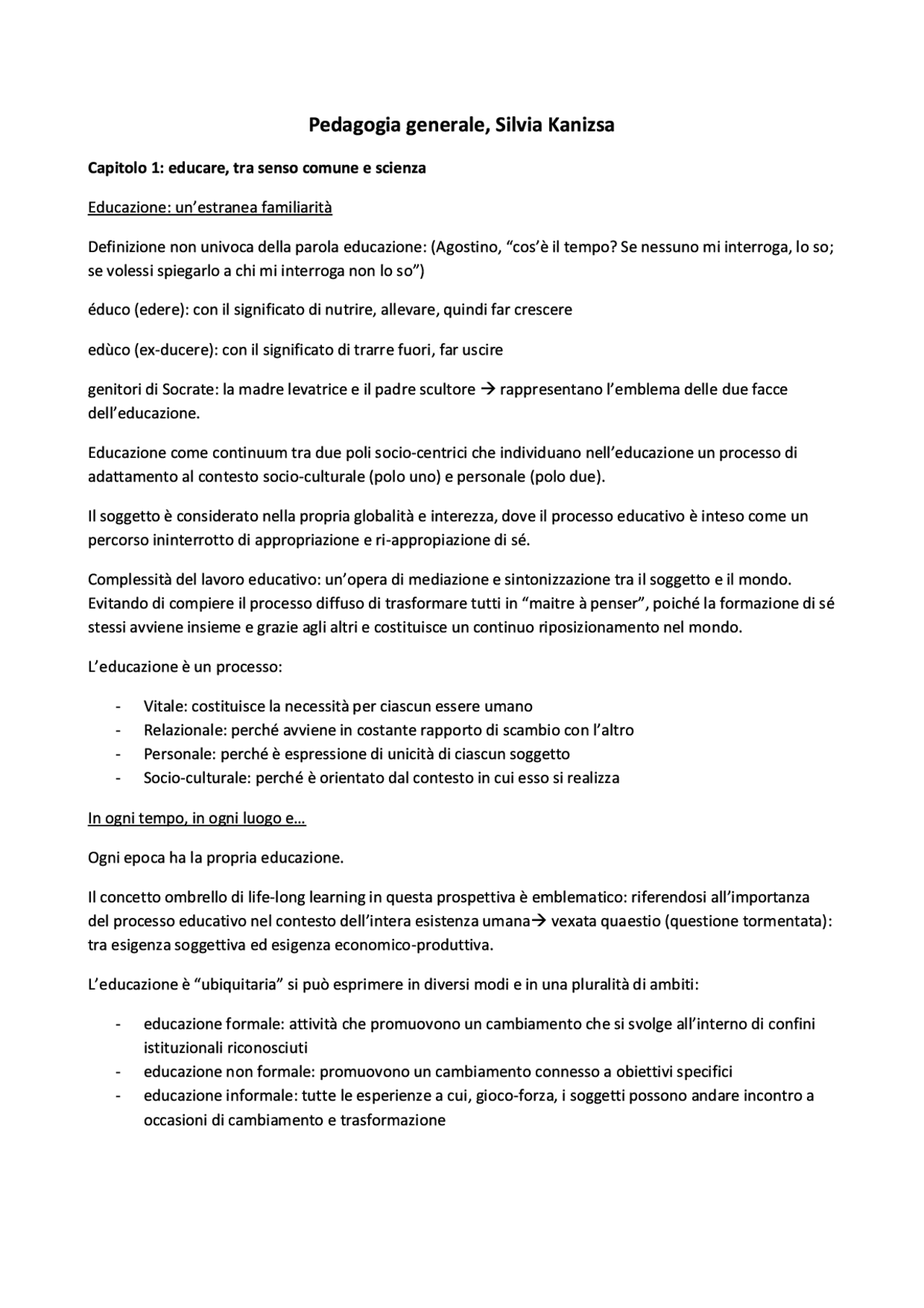 Manuale Di Pedagogia Generale Docsity