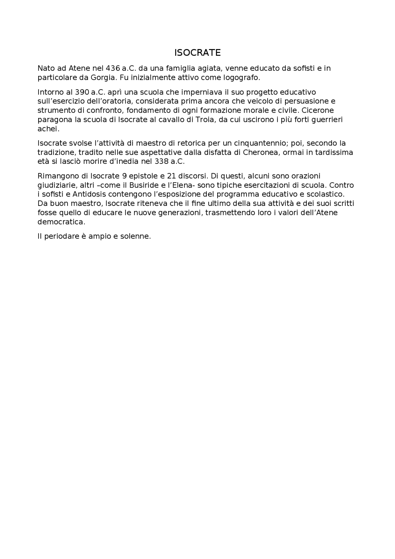 Loratoria Greca Isocrate Docsity