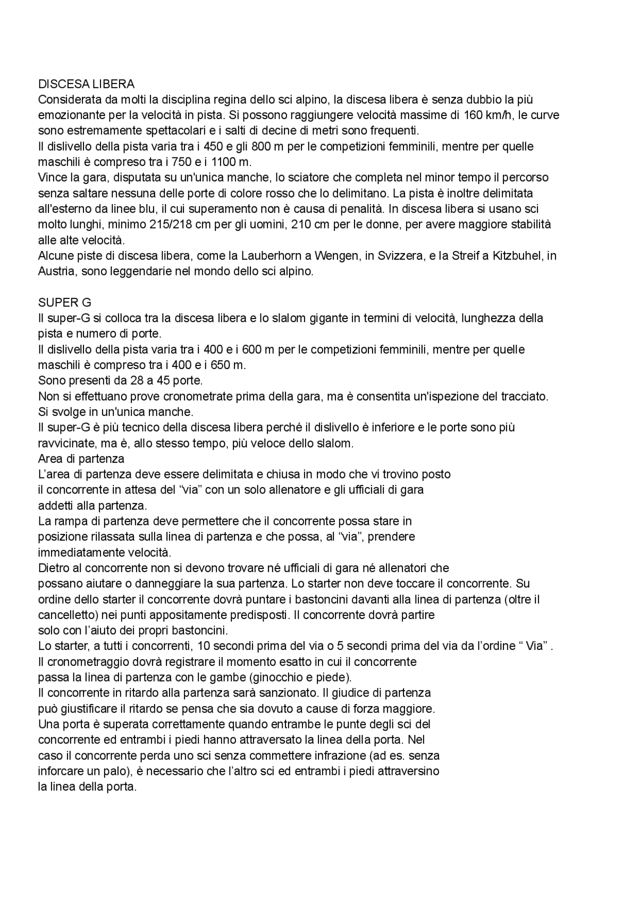 Tutto Ciò Che Cè Da Sapere Sullo Sci Docsity