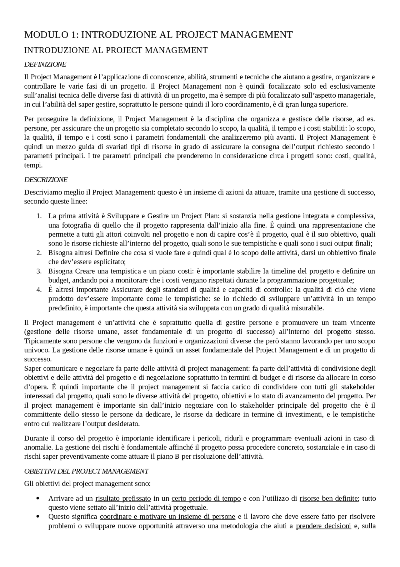 Appunti Di Project And Information Management Appunti Di Project