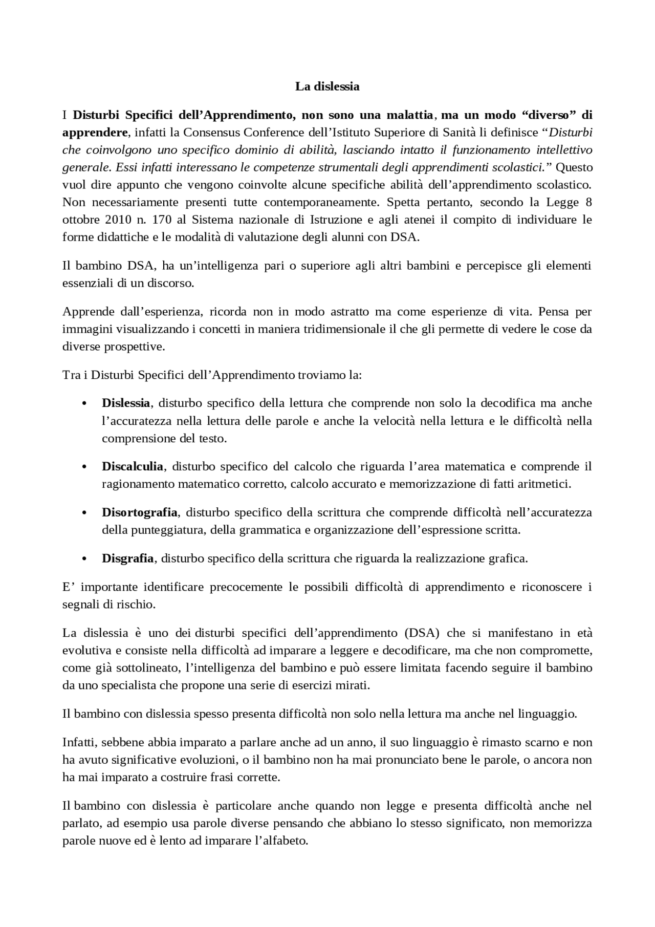 La Dislessia Cause E Come Intervenire Docsity