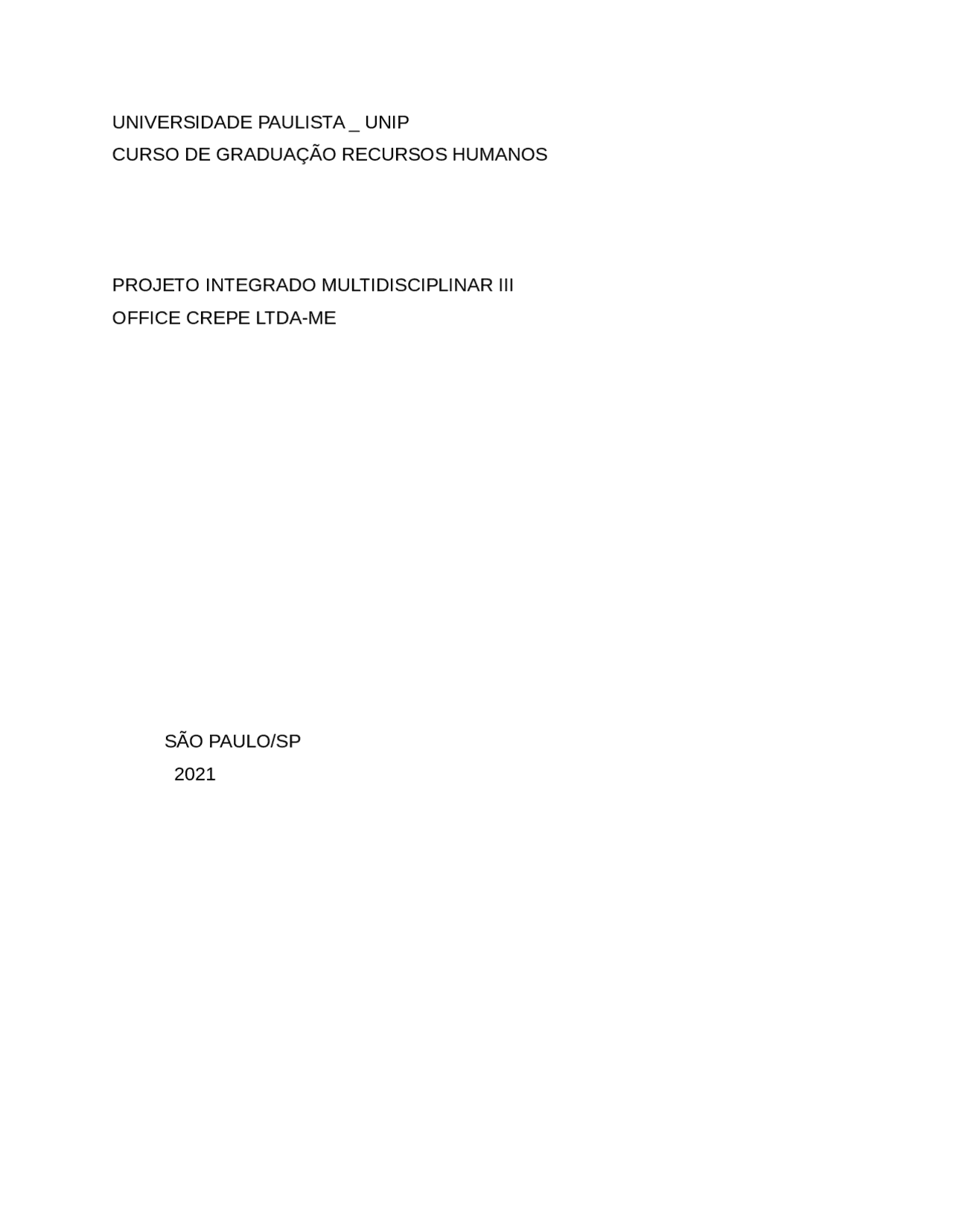 Projeto Integrado Multidisciplinar Iii Docsity