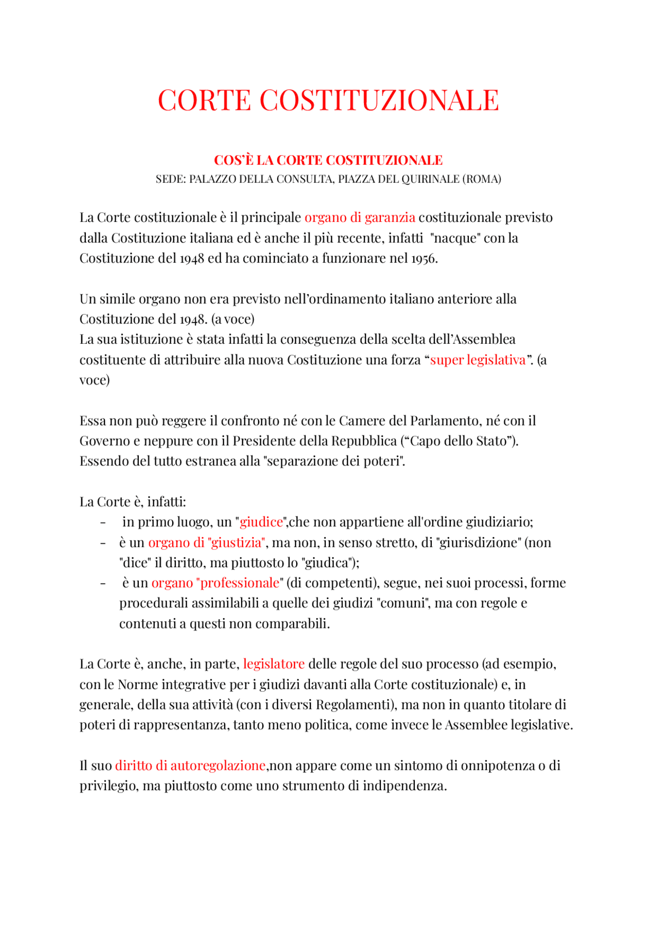 La Corte Costituzionale Docsity