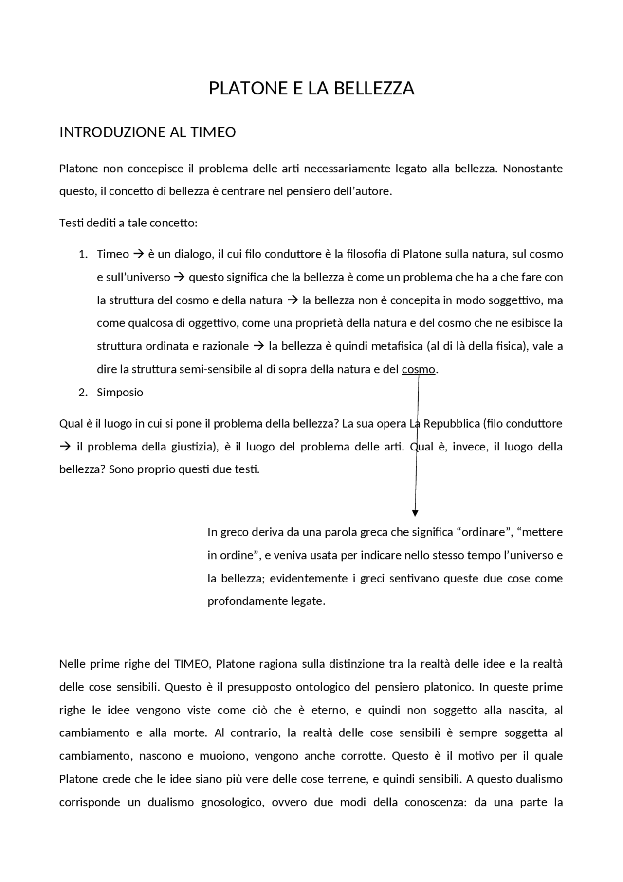 Platone E Il Timeo Filosofia Docsity