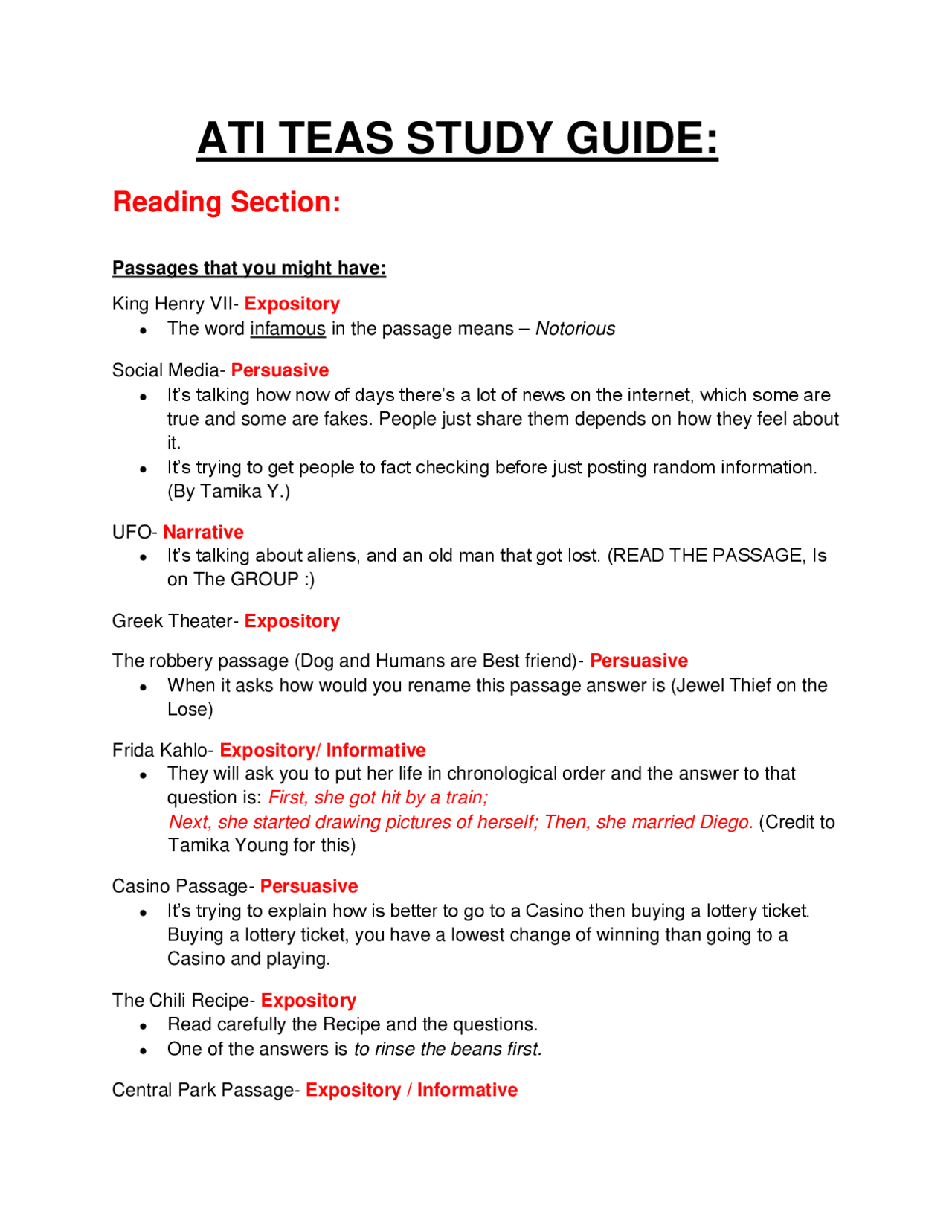 Ati Teas Exam Study Guide latest solution - Docsity