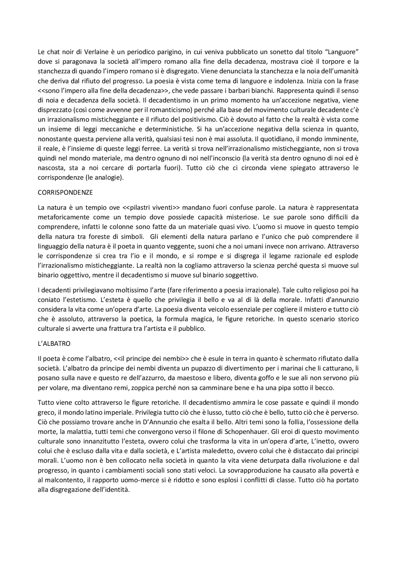 Appunti Su Pascoli E Su Vari Testi Docsity