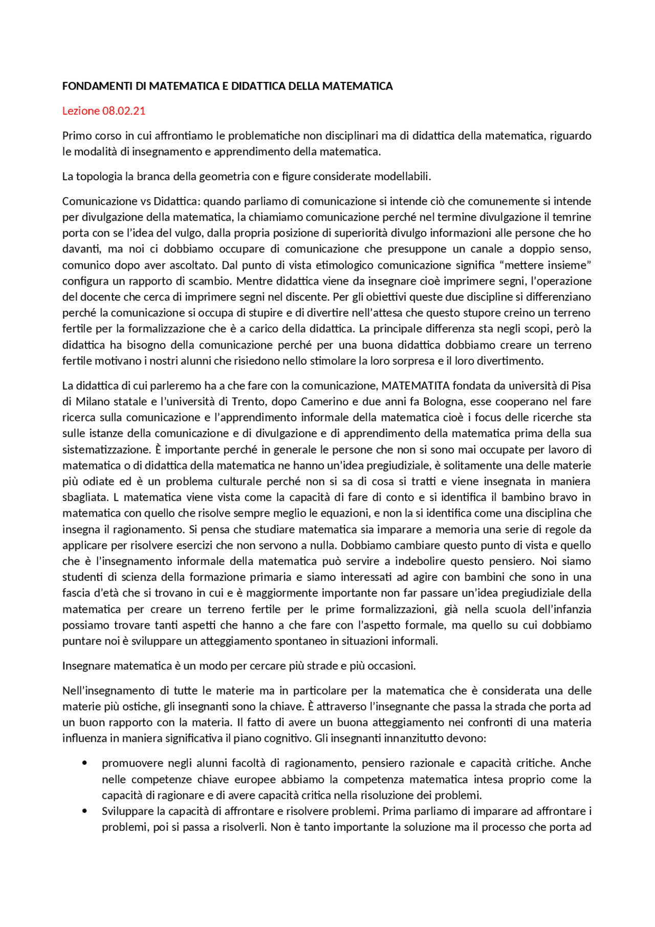 Appunti Di Fondamenti Di Matematica Docsity