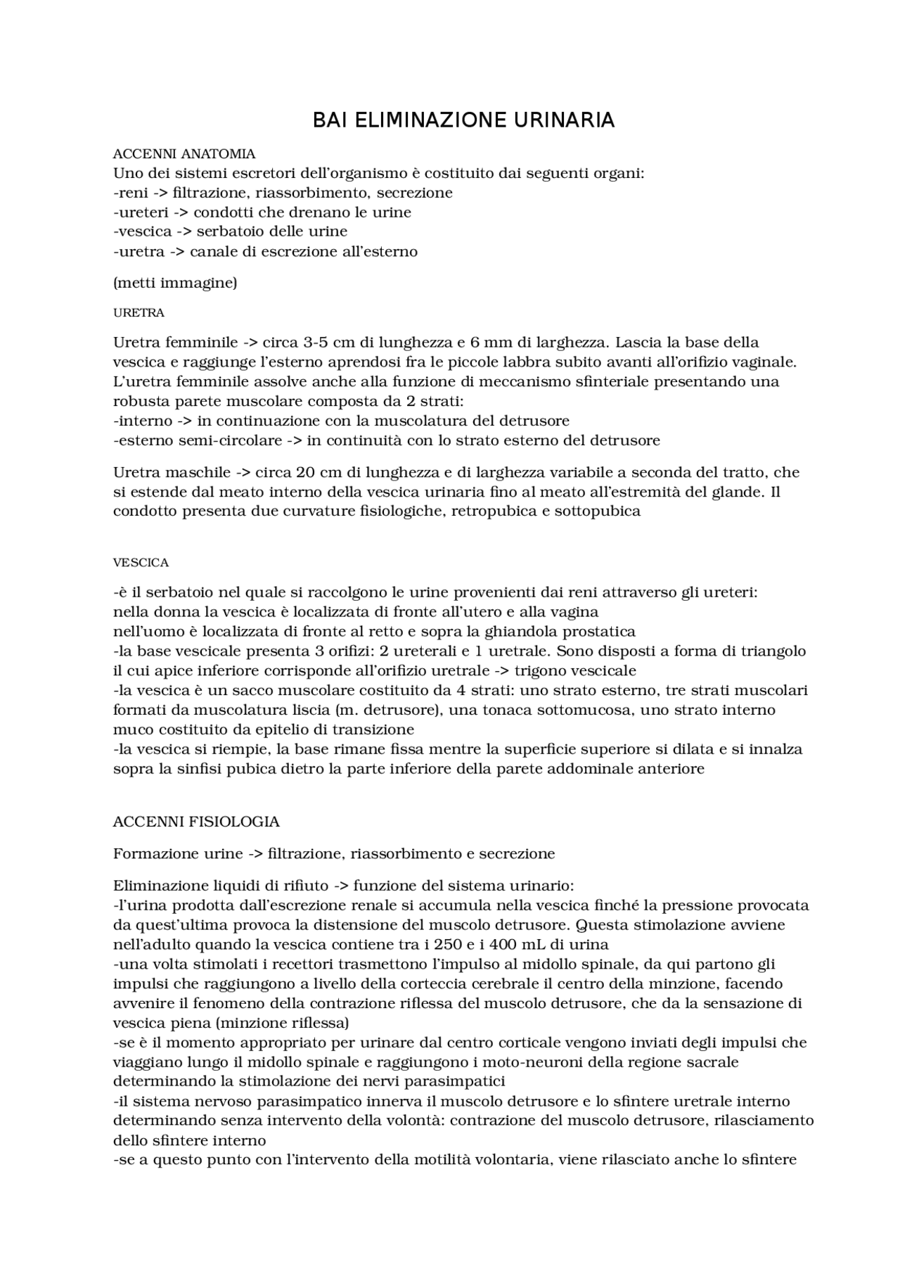 Seconda Parte Clinica 1 Bai Eliminazione Urinaria Appunti Di