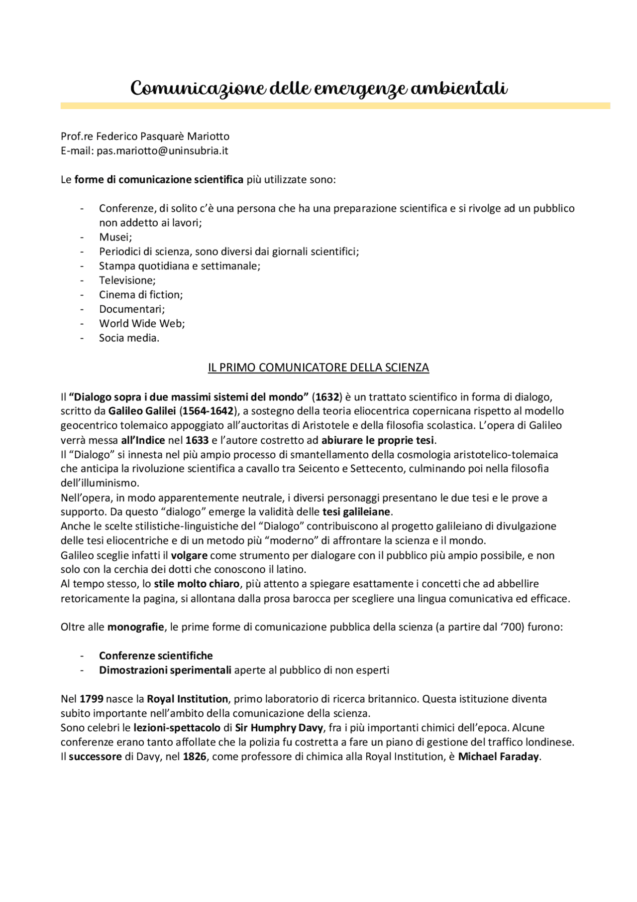 Appunti Com Delle Emergenze Ambientali Docsity