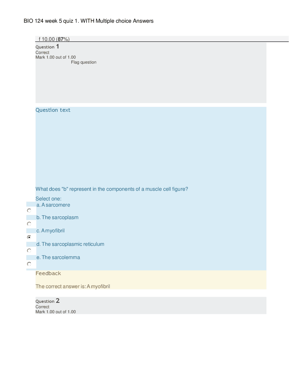 Bio 124 Week 5 Quiz 1 With Multiple Choice Answers Docsity