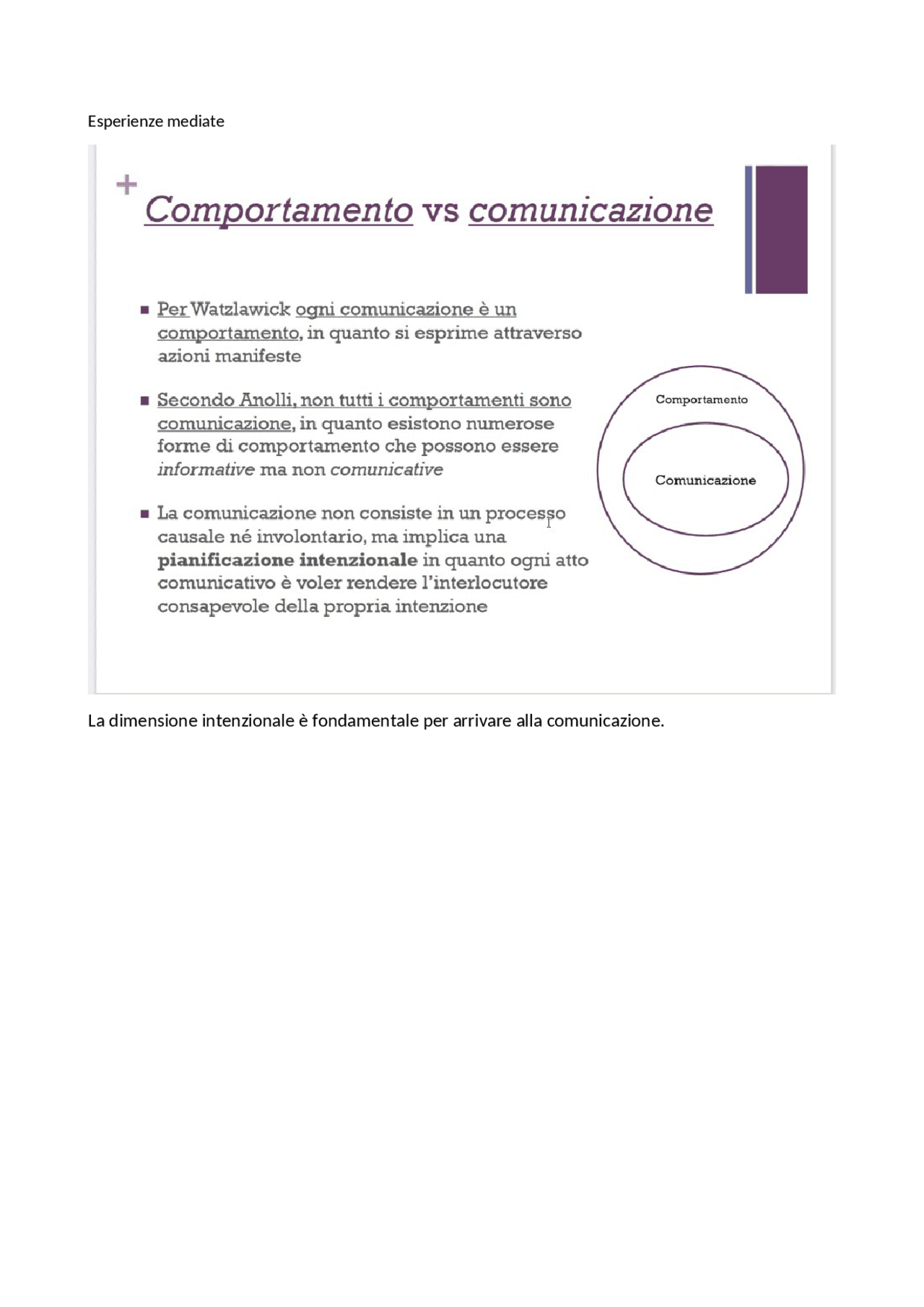 Riassunto Esperienze Mediate Docsity