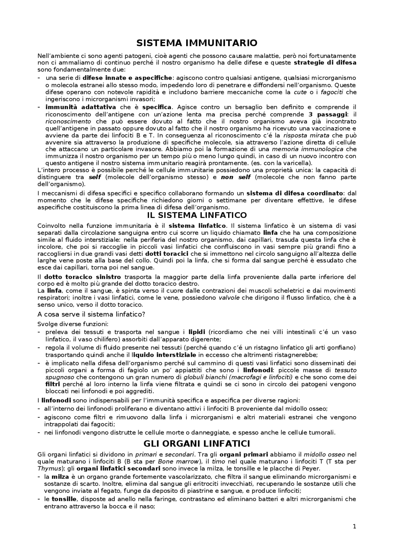Il Sistema Immunitario Docsity