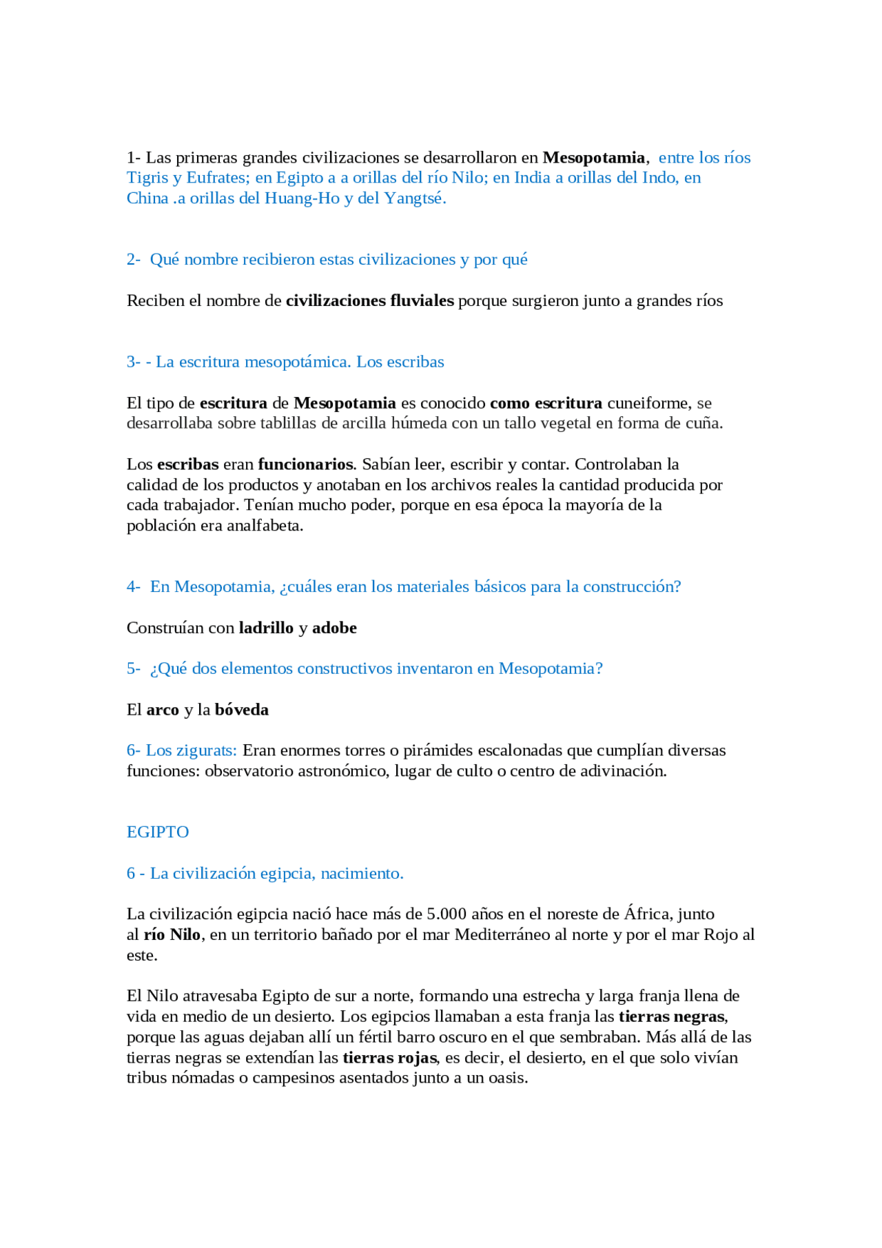 Preguntas sobre Egipto | Apuntes de Geografía | Docsity