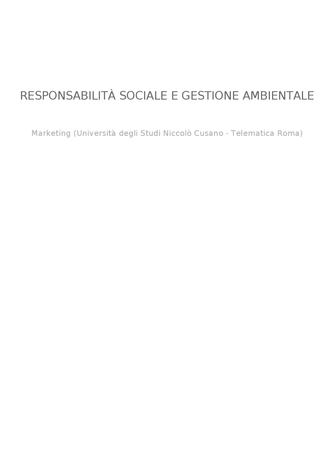 ResponsabilitÀ Sociale E Gestione Ambientale Docsity