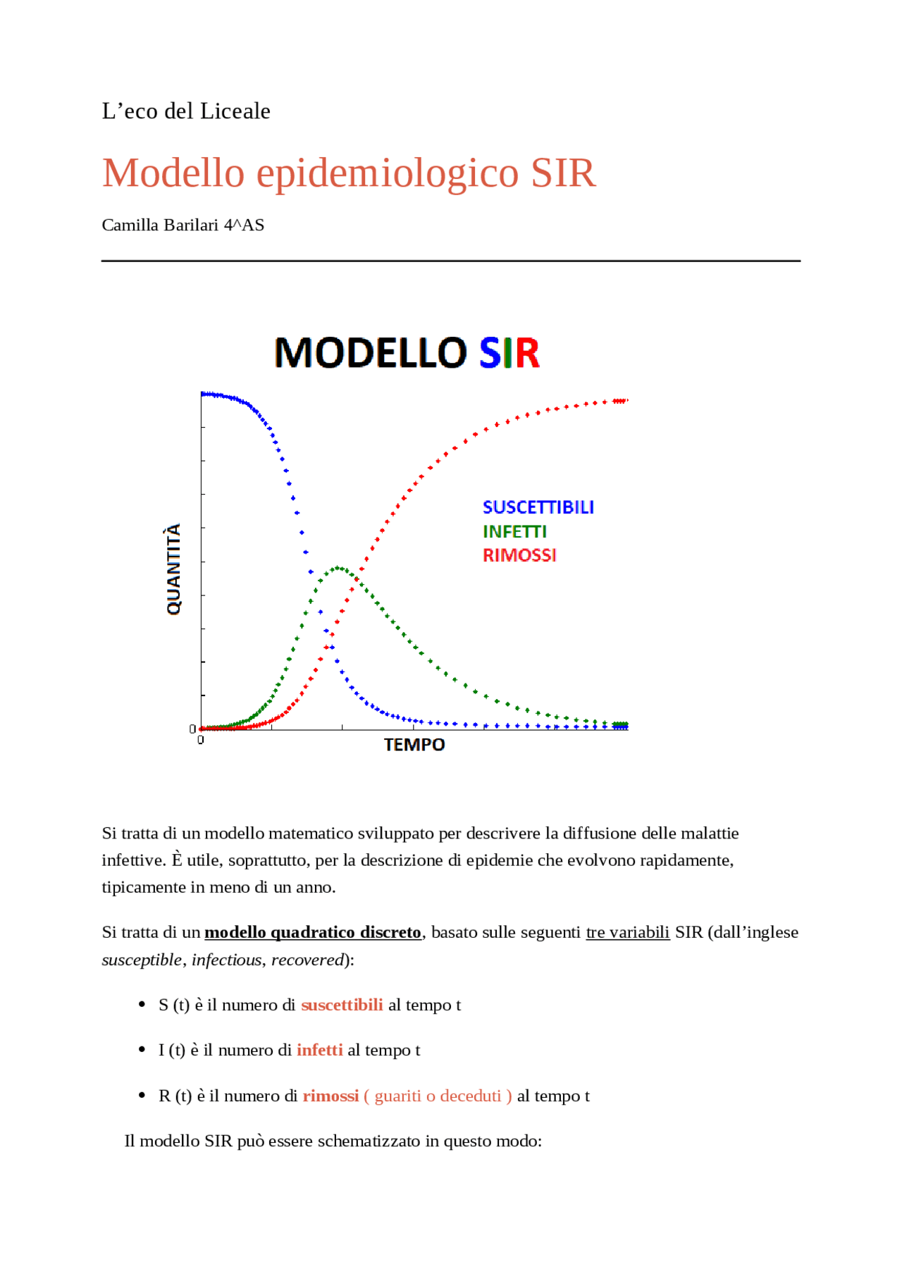 Modello epidemiologico SIR - Docsity