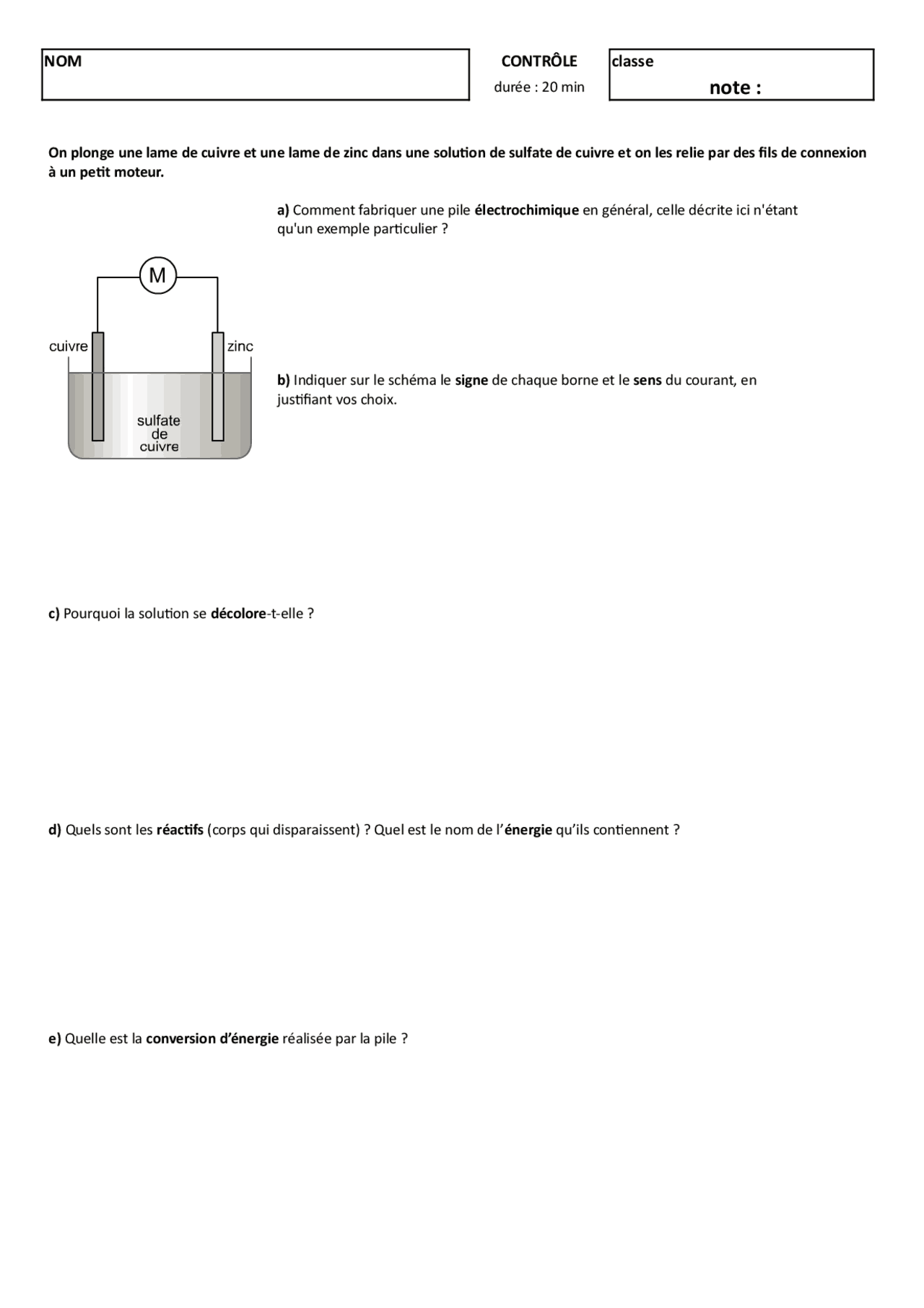 Sujet De Chimie Docsity