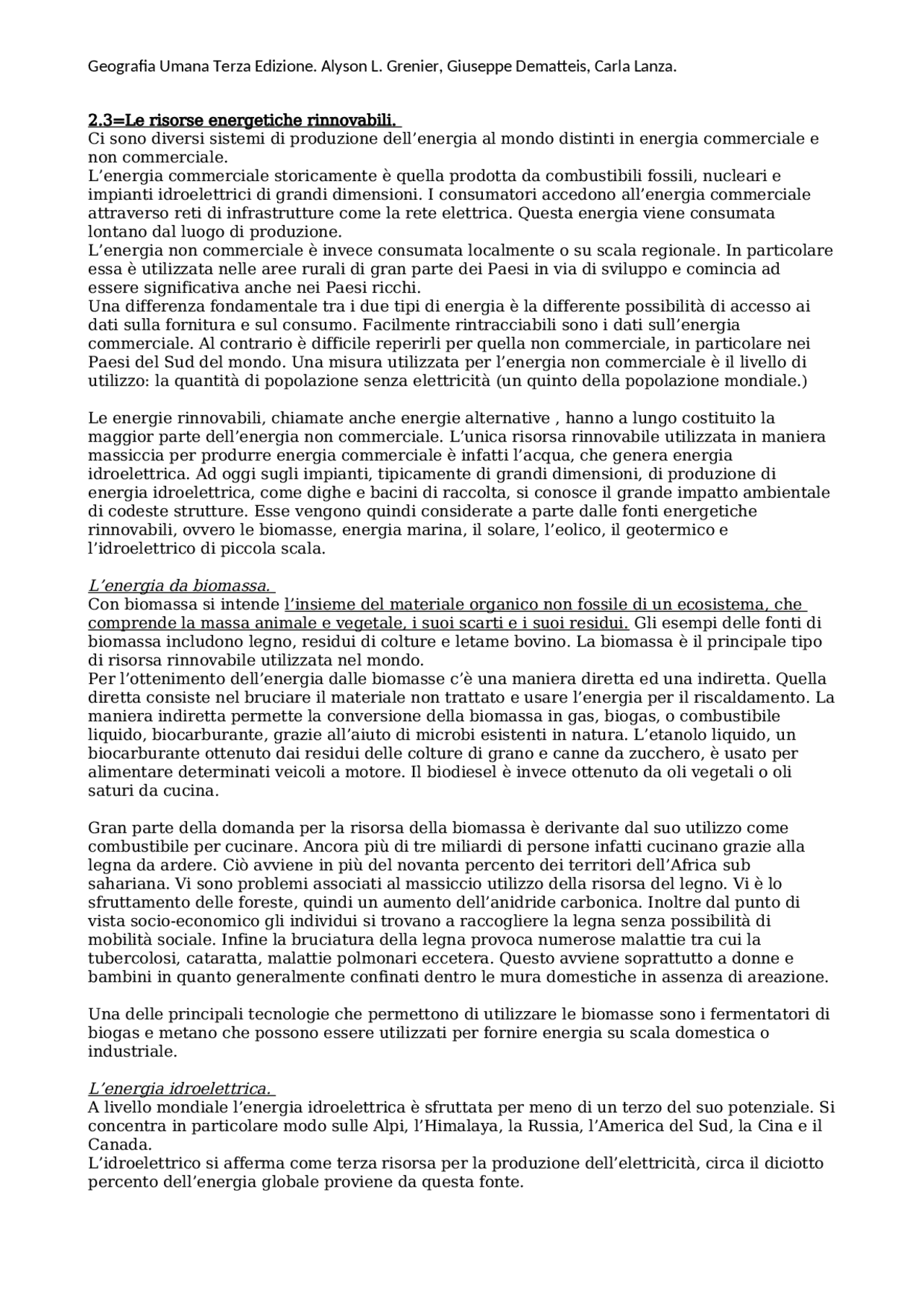Riassunto Capitolo Due Di Geografia Umana Docsity