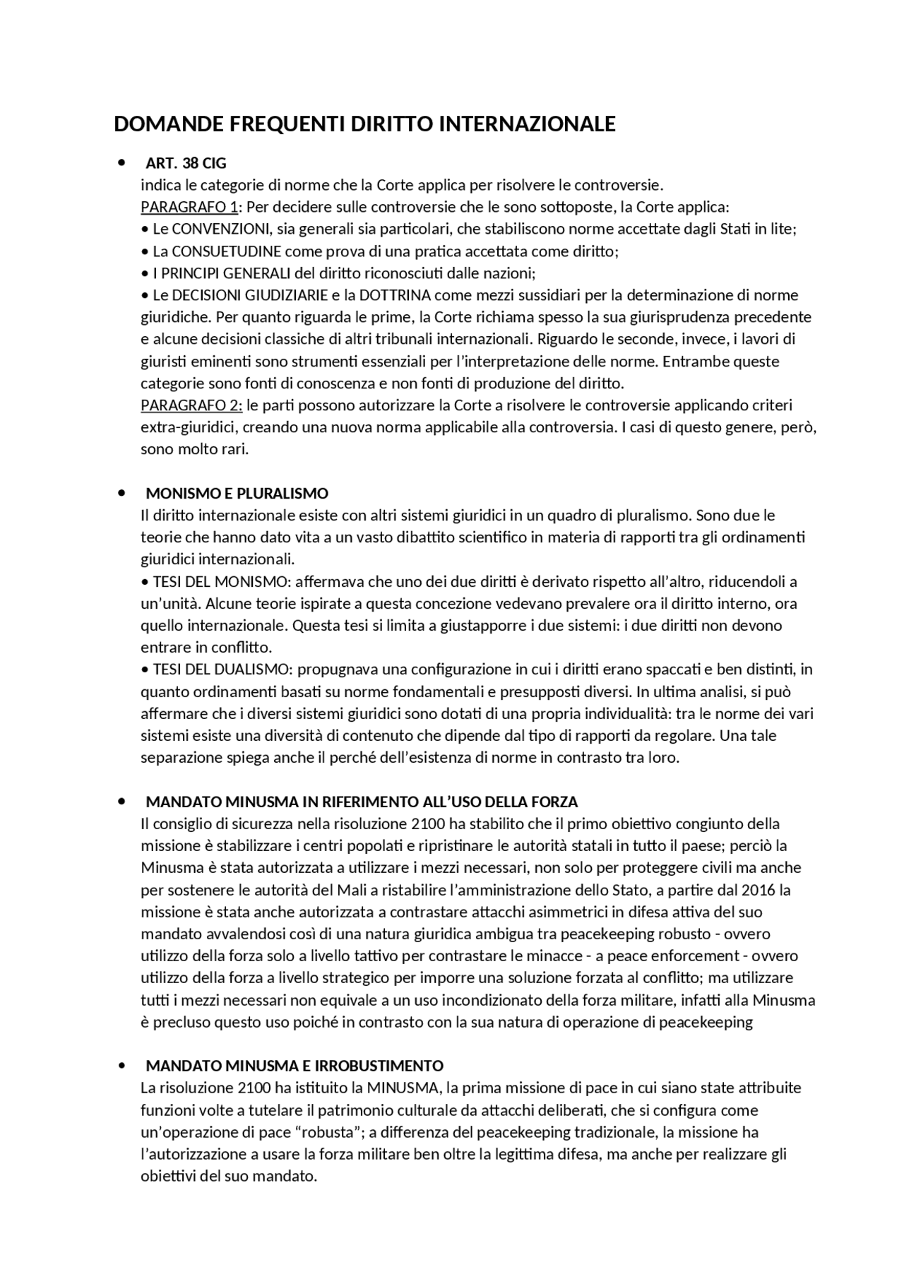 Domande Frequenti Esame Di Diritto Internazionale Appunti Di Diritto