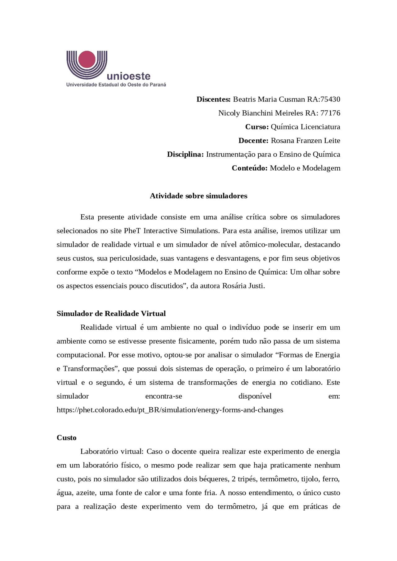 Química Orgânica E Fundamentos Da Química Docsity