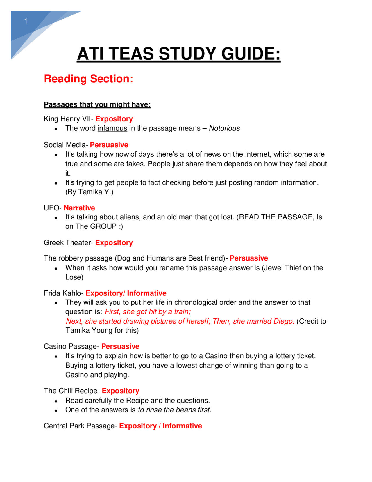 Ati Teas Exam Study Guide latest solution - Docsity