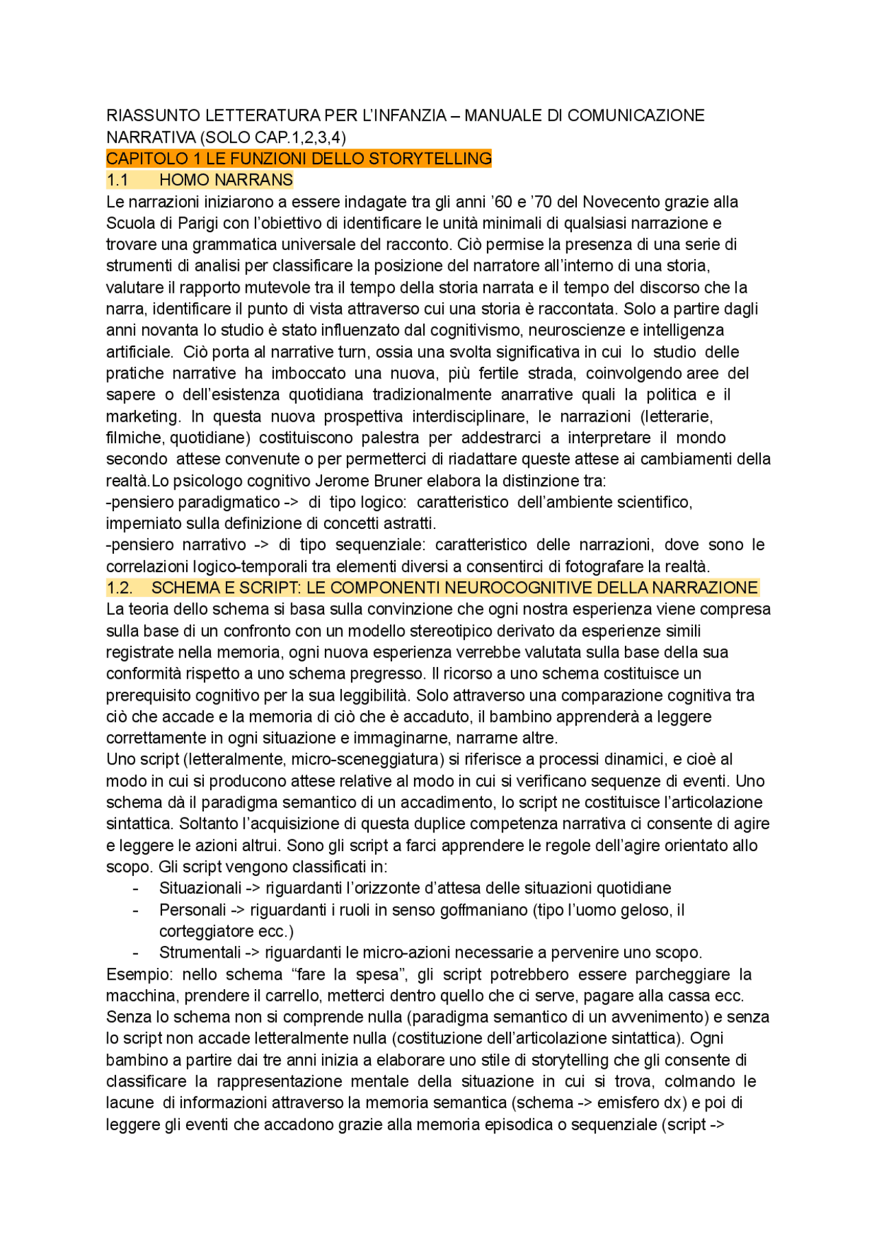 Riassunto Manuale Di Comunicazione Narrativa Docsity