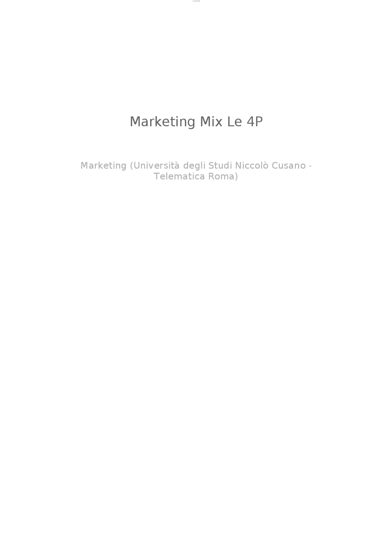 Marketing Mix Le 4p Docsity