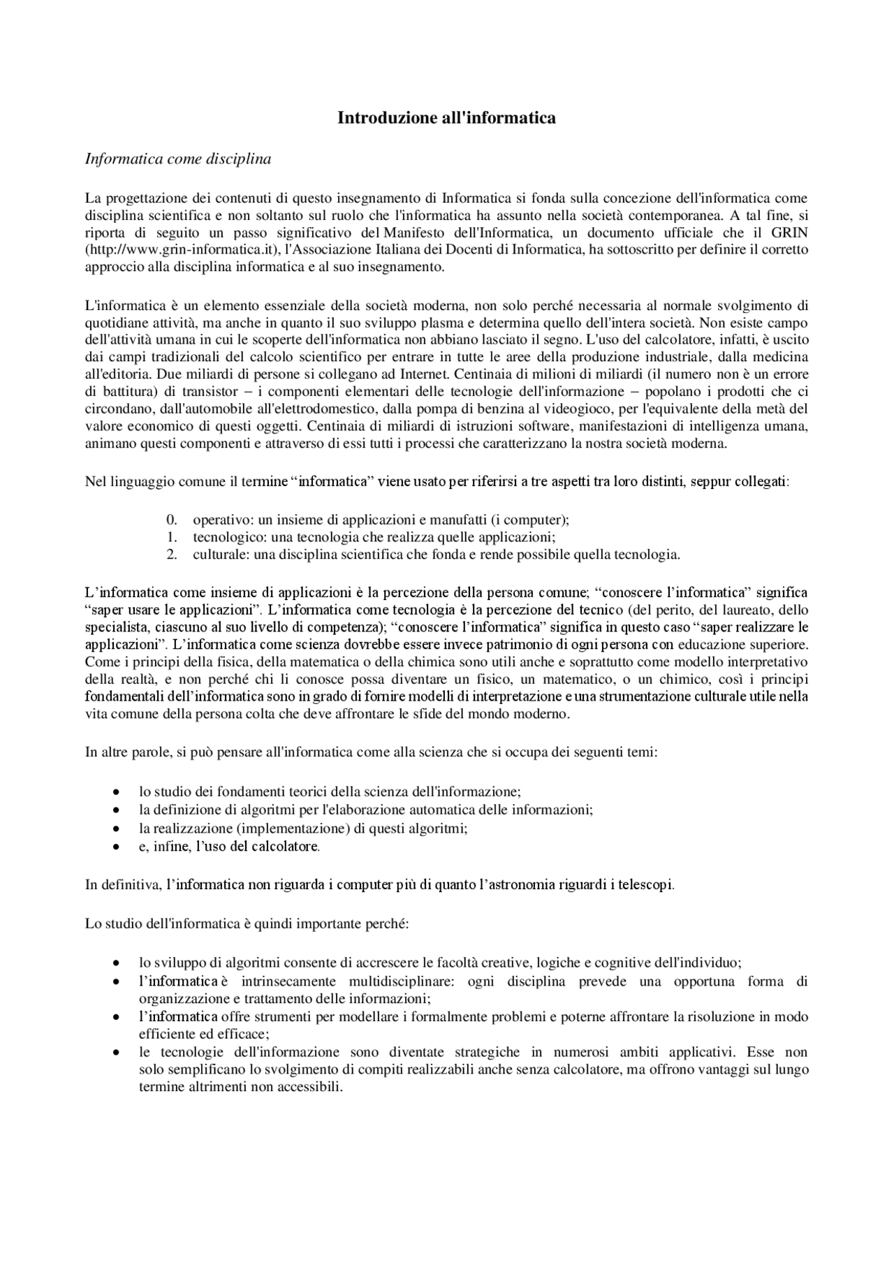 Appunti 3 Cfu Informatica Docsity