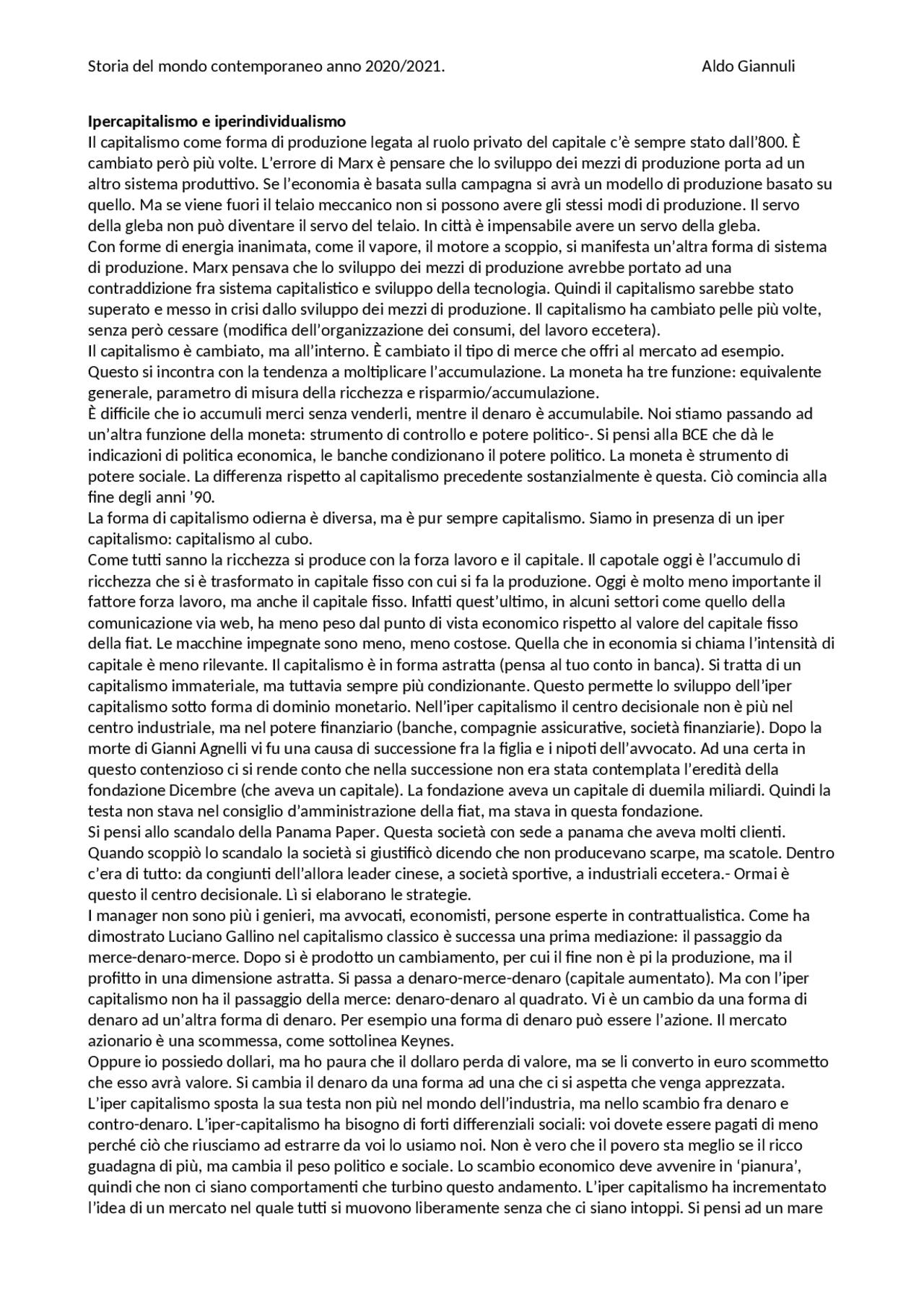 Appunti sesta lezione di storia contemporanea. - Docsity