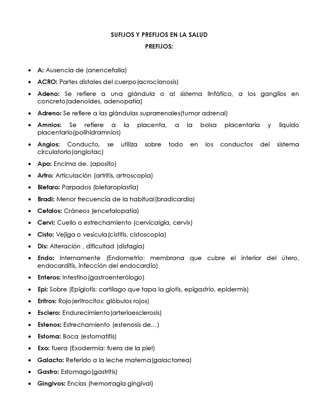 Términos clínicos en la HC - Docsity