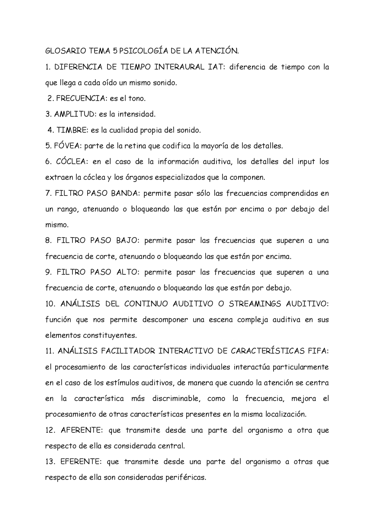 Glosario tema 5 psicología de la atención. | Apuntes de Psicología ...