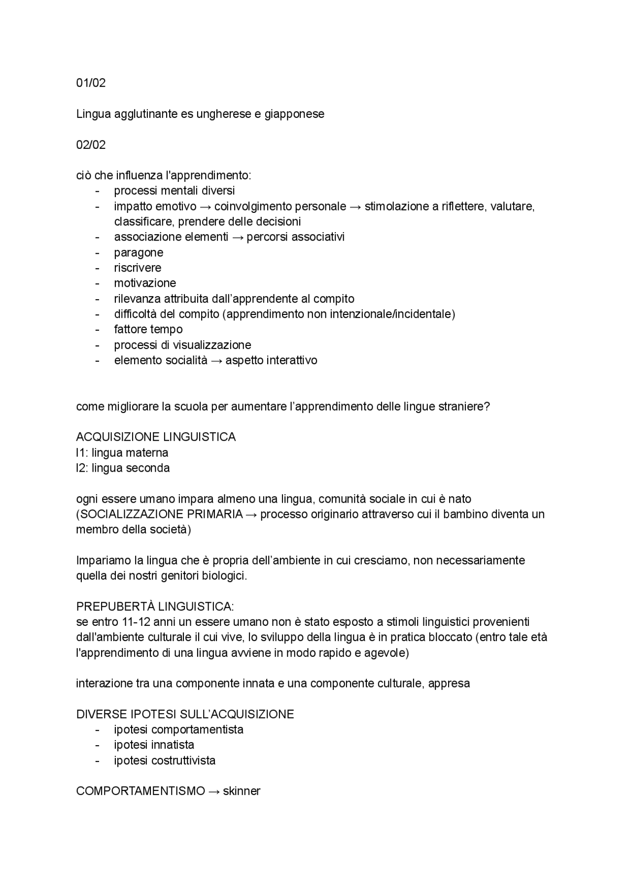 Appunti Di Glottodidattica E Linguistica Generale Docsity