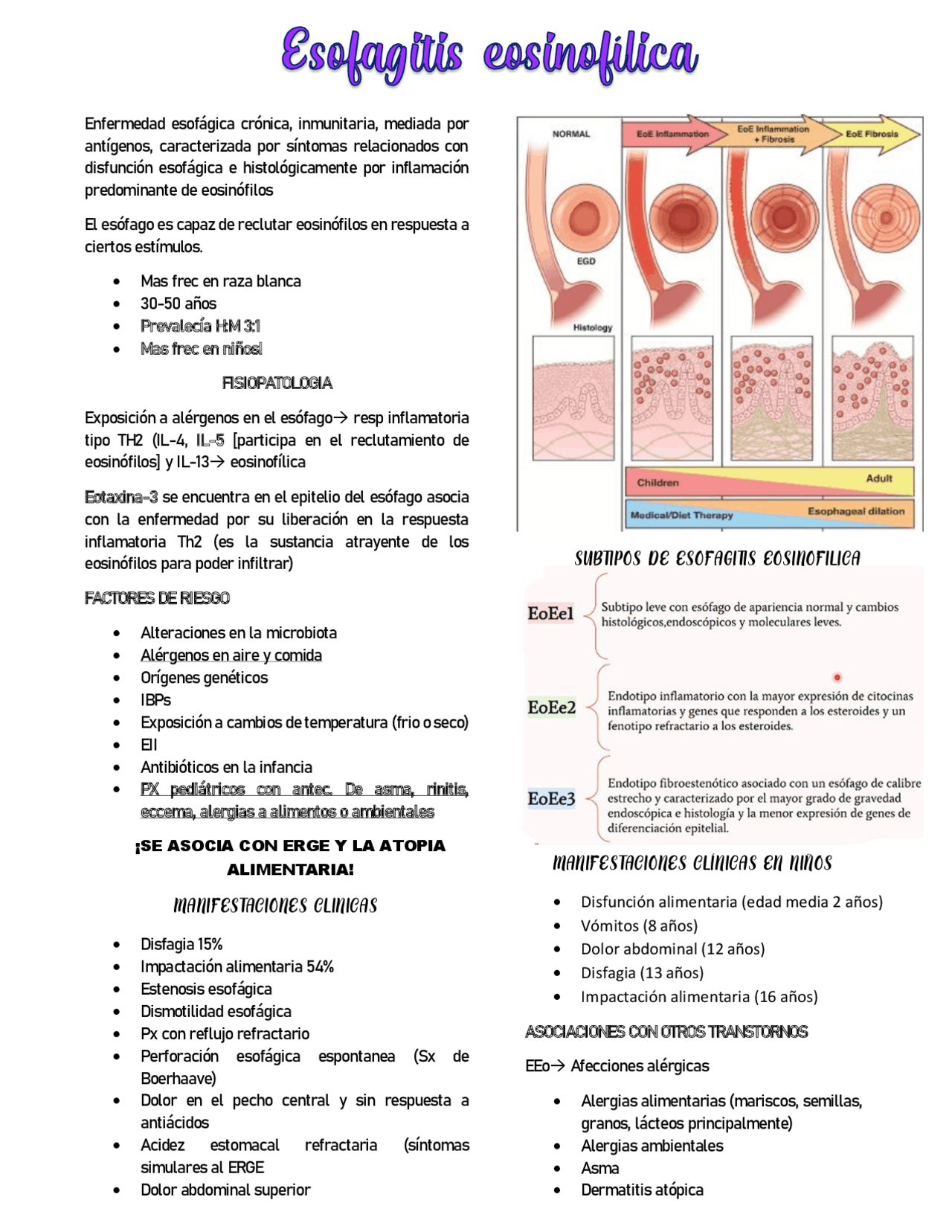 ESOFAGITIS EOSINOFILICA Y NEOPLASIAS DE ESOFAGO - Docsity