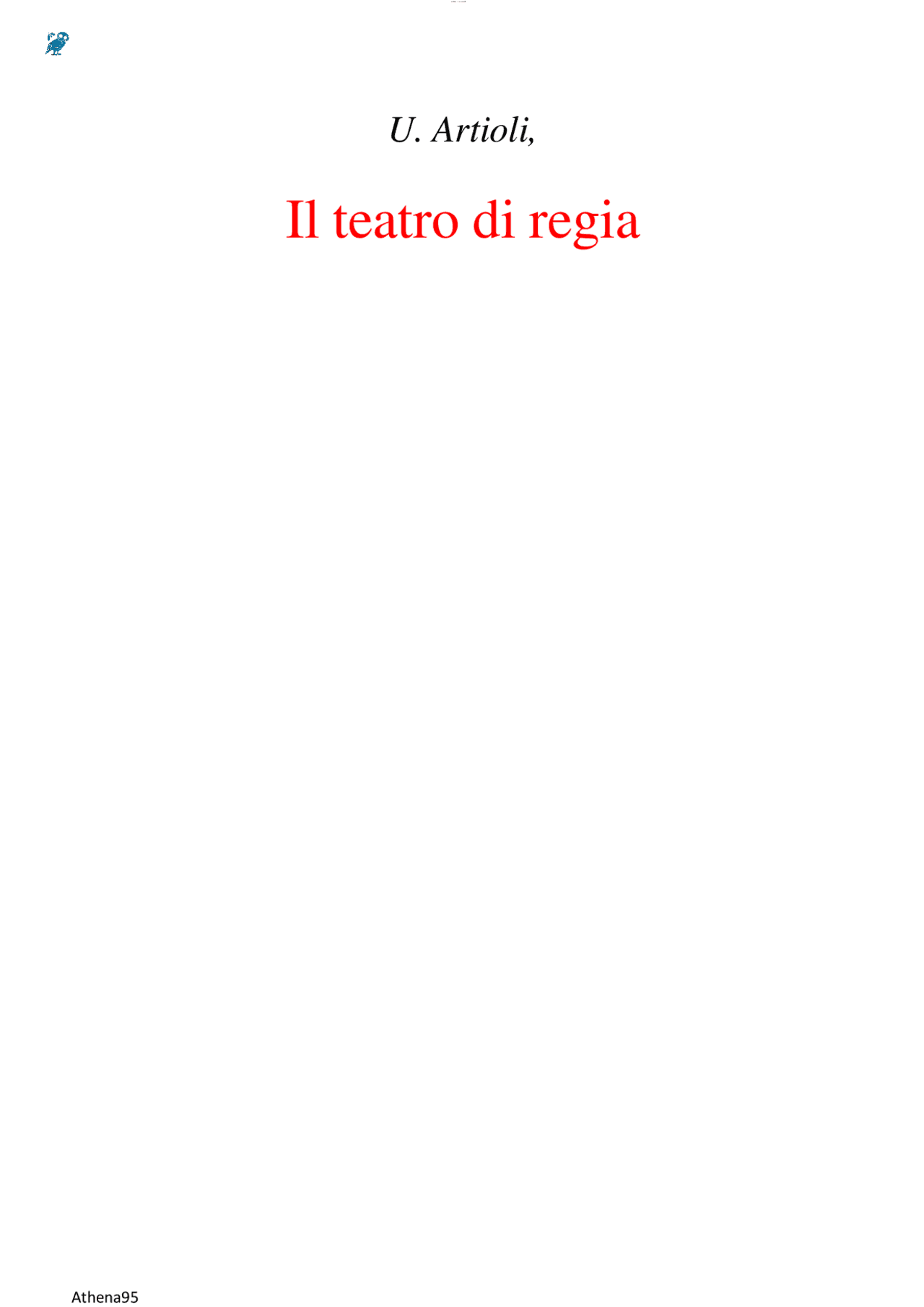 U Artioli Il Teatro Di Regia Docsity