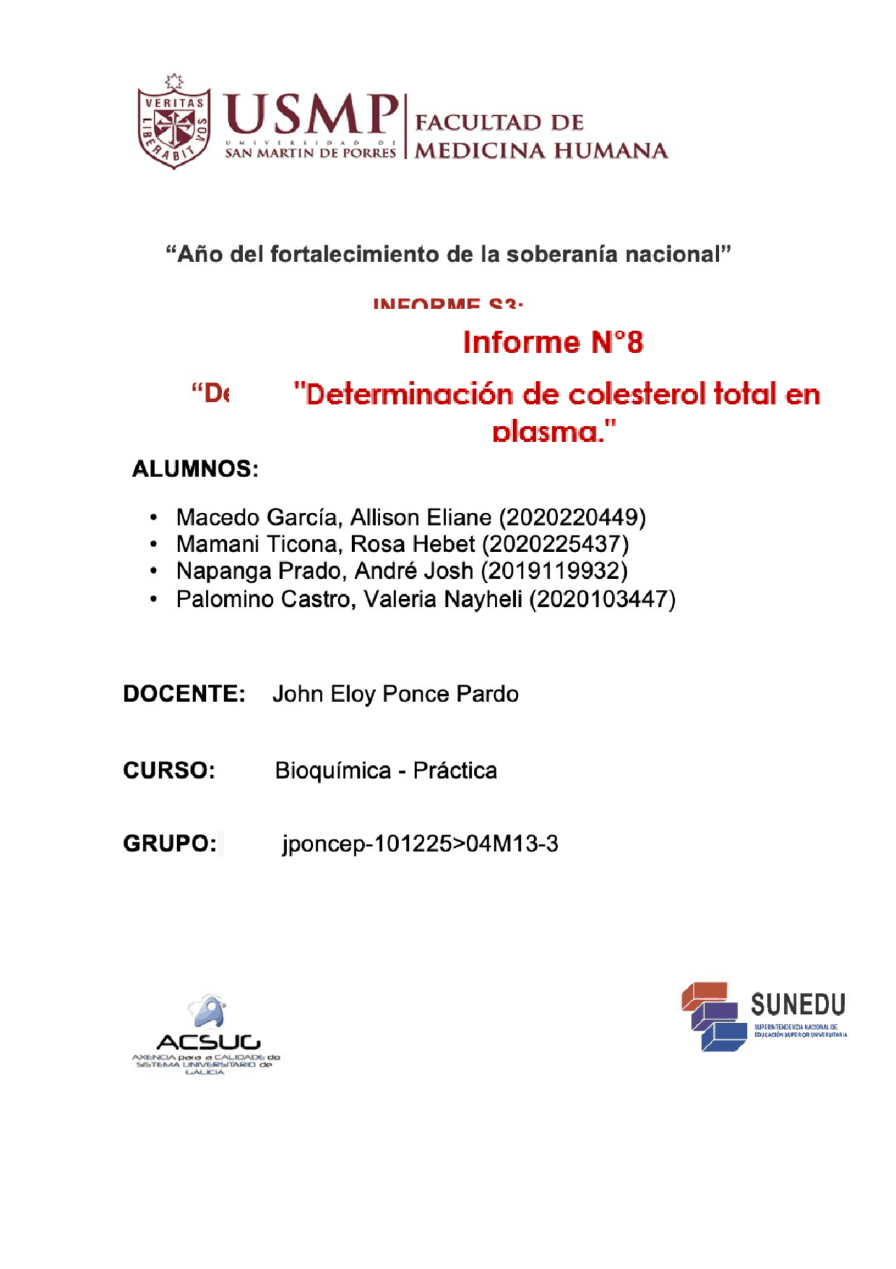 Informes de practica - Docsity