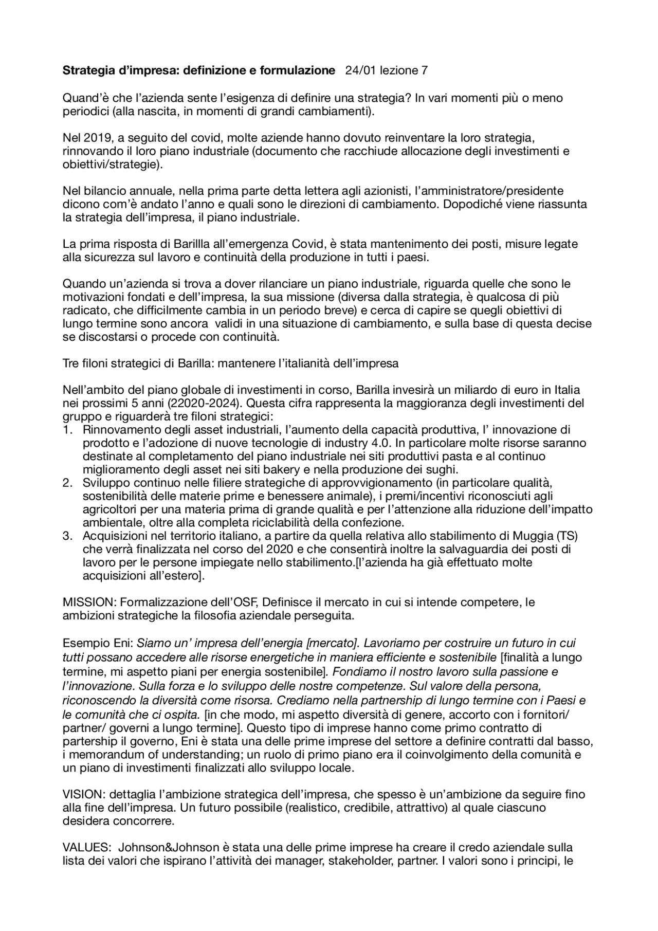 Strategia Management Docsity