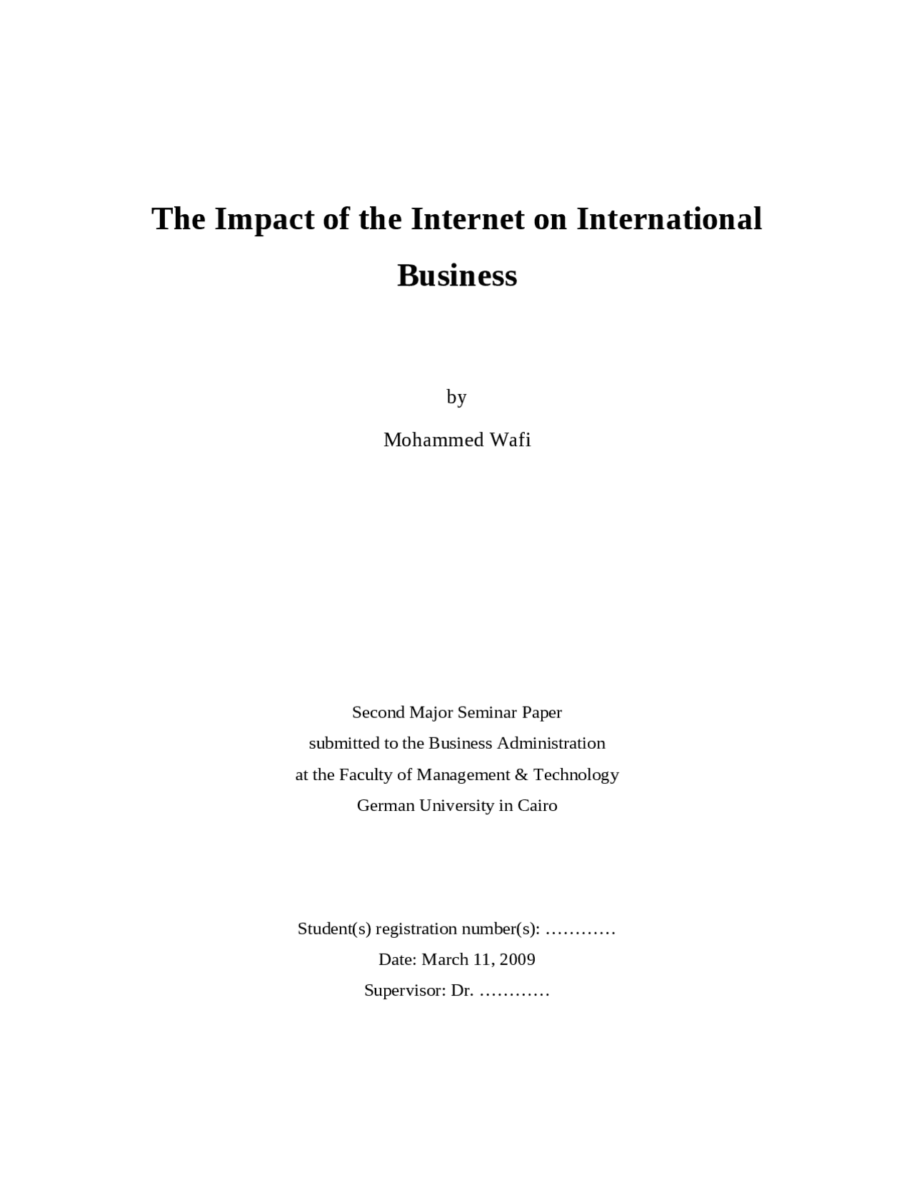 The impact of the internet on international business - Docsity