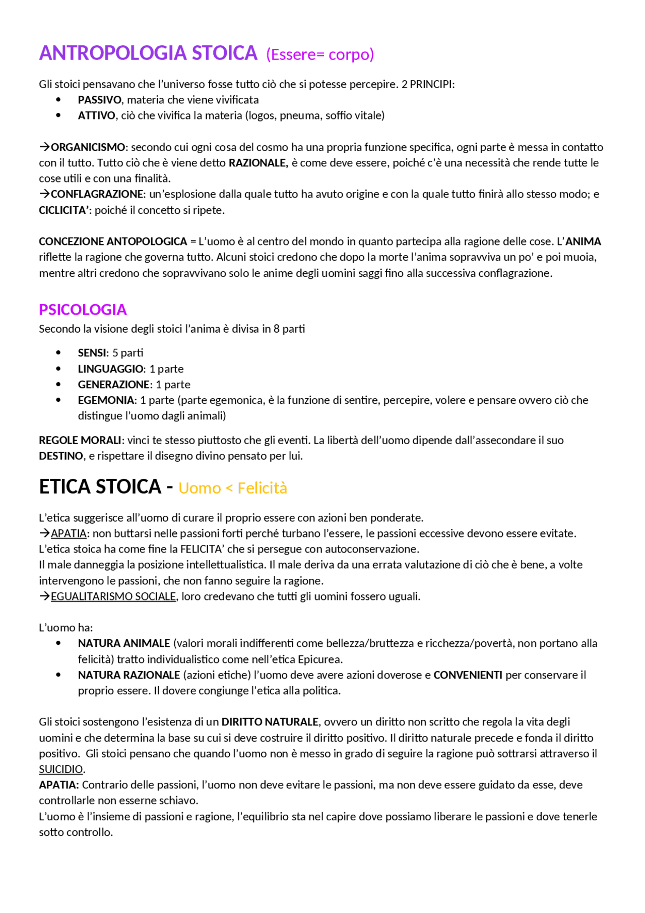 Filosofia stoica ed epicureismo - Docsity