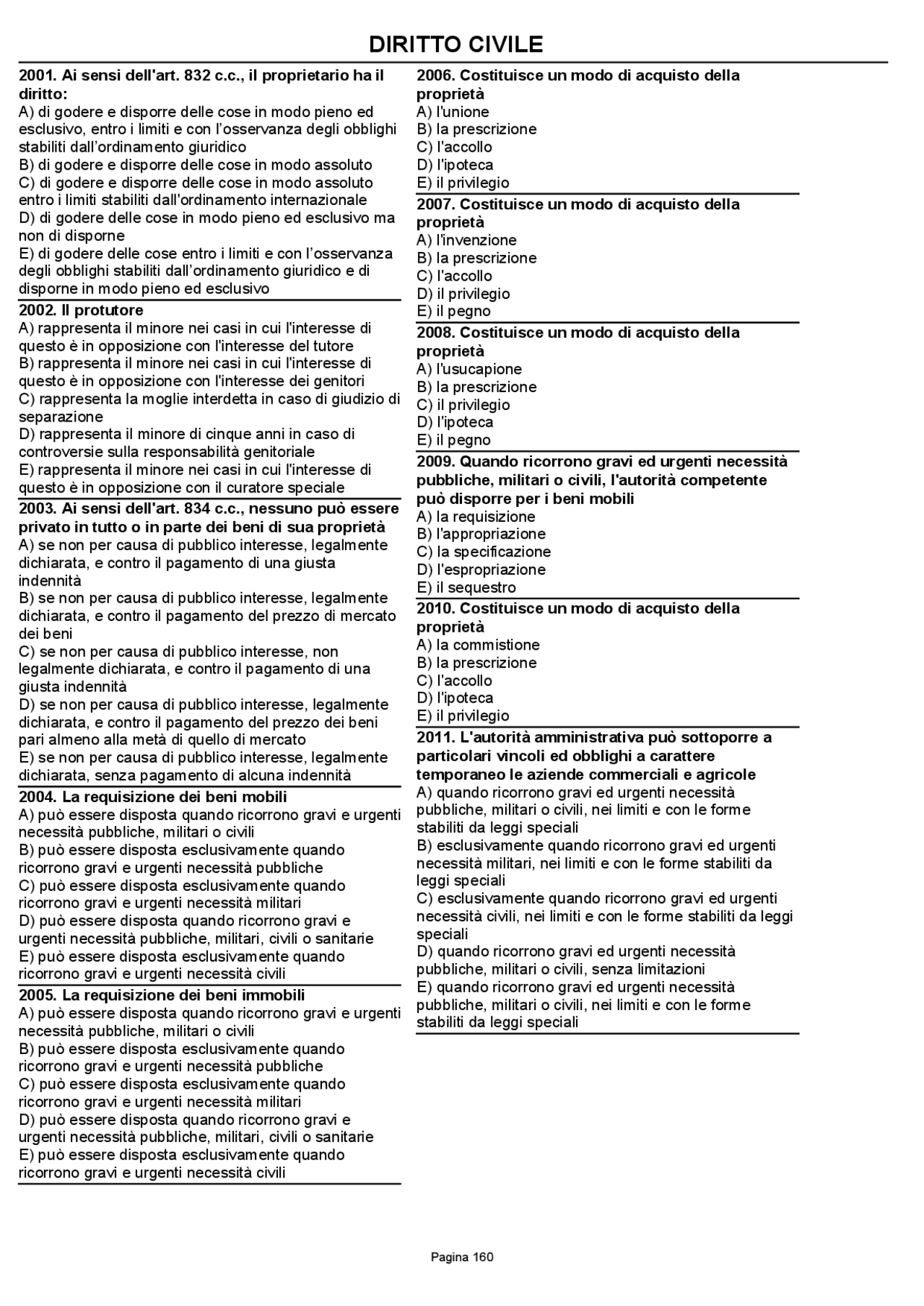 Domande A Test Di Diritto Civile Docsity