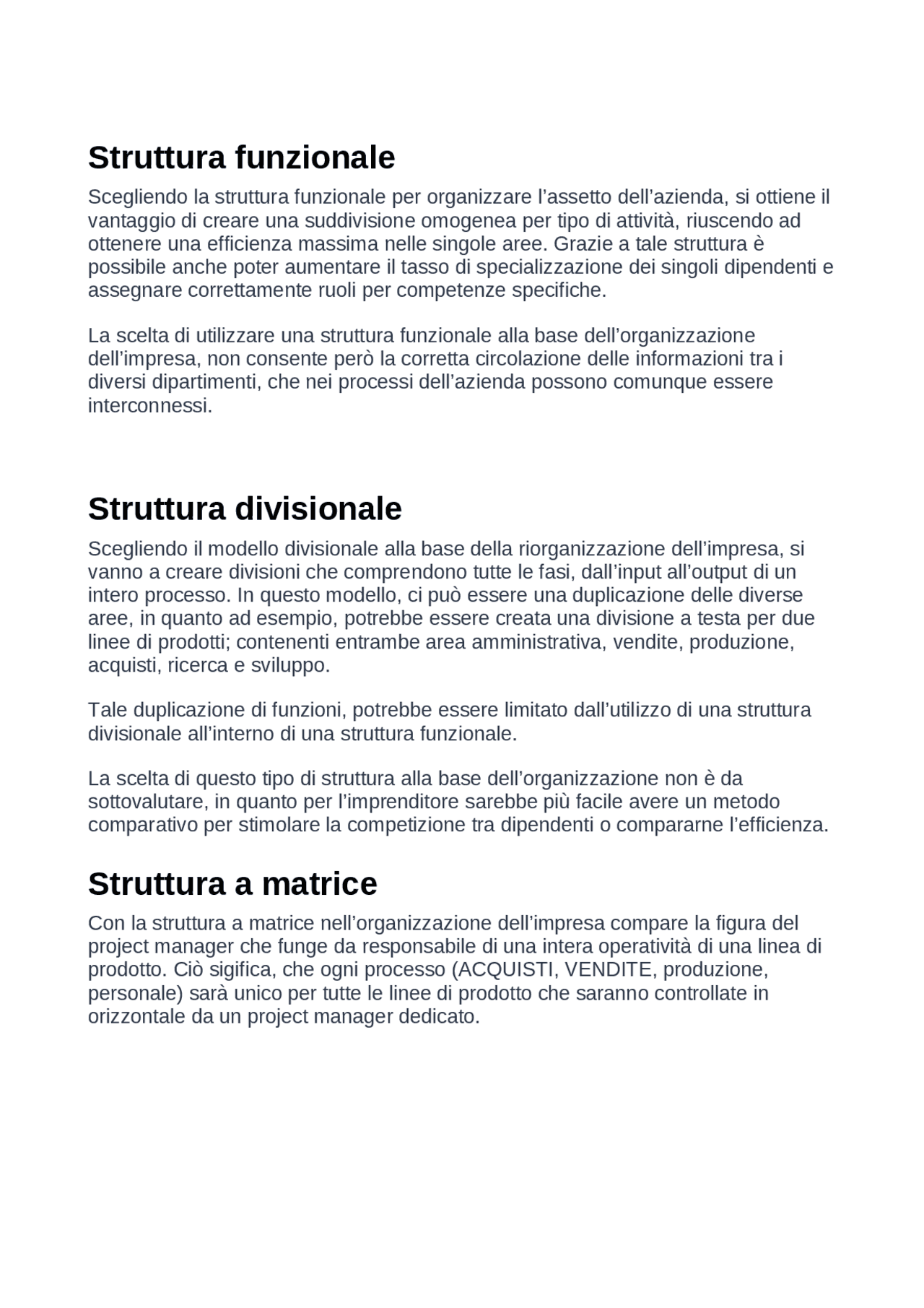 STRUTTURE ORGANIZZATIVE - Docsity