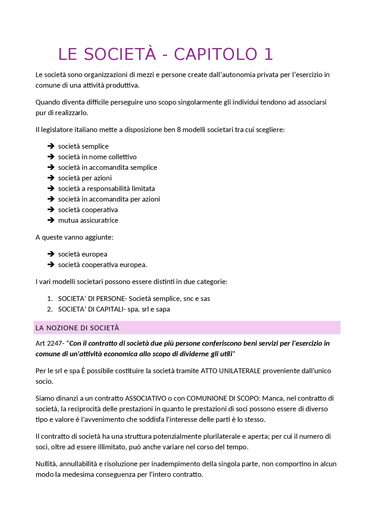 Sbobinature Diritto Commerciale Volume 2 Docsity