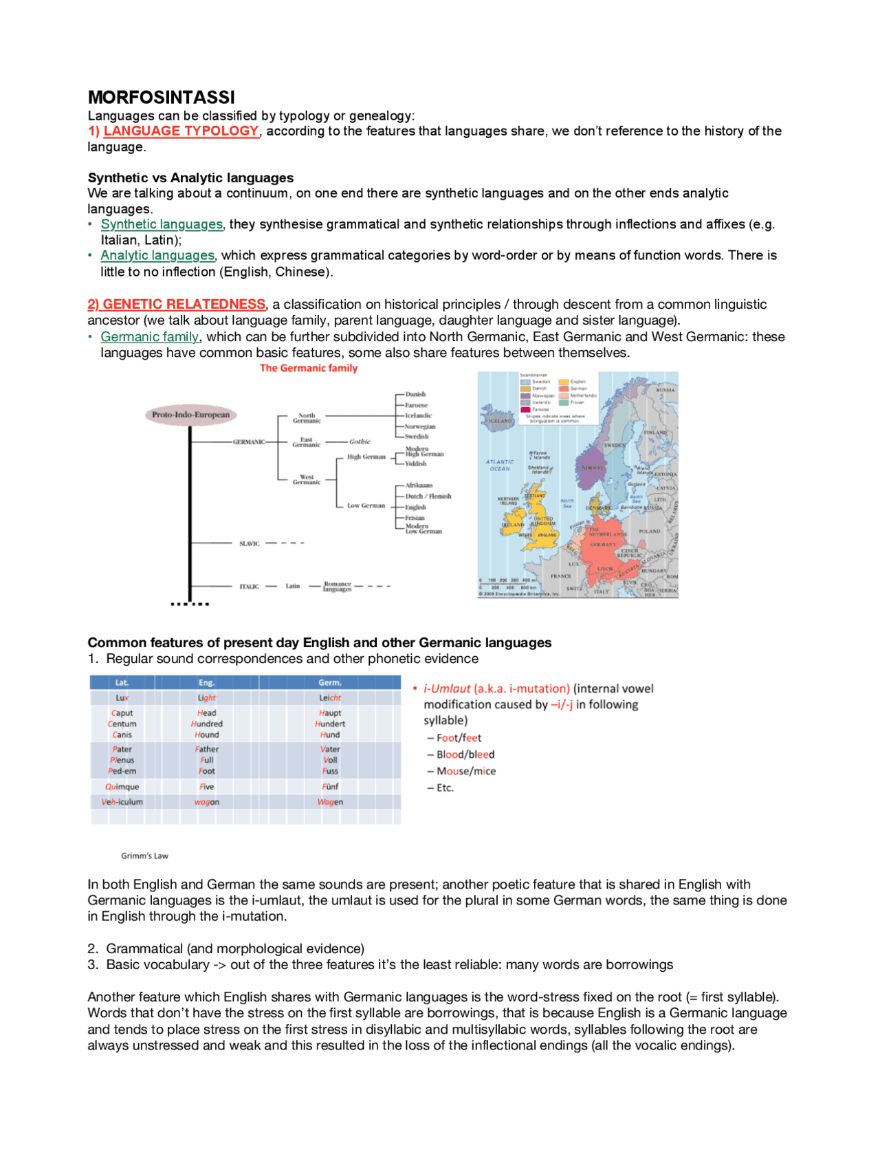 Riassunto del corso di Morfosintassi Inglese, Prof.ssa Piotti - Docsity