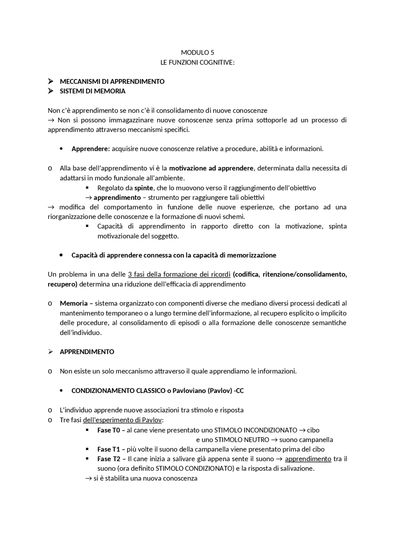 Modulo 5 6 Psicologia Generale Docsity